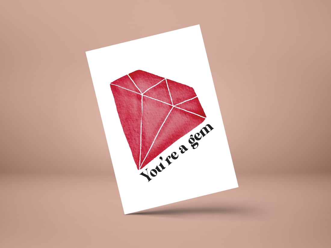 You're a Gem Greeting Card – Inspirational Red Gem Design – Perfect for ...