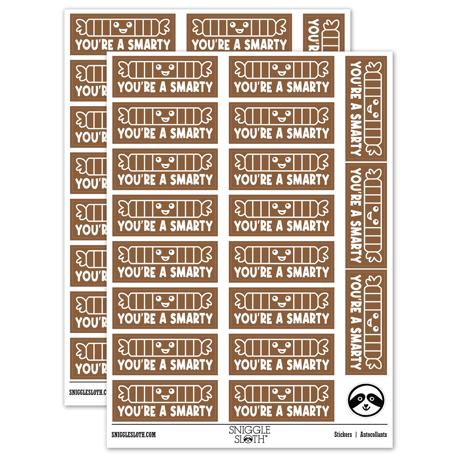 You're a Smarty Candy Teacher Student School Sticker Set - Brown ...