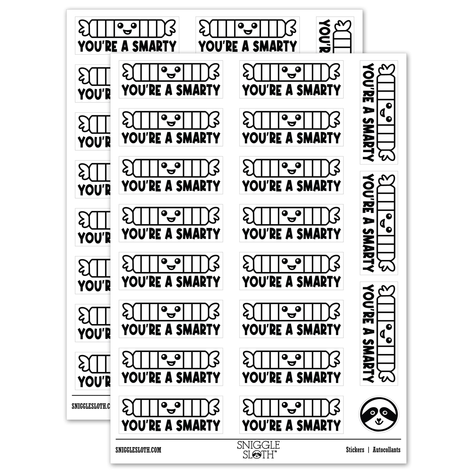 You're a Smarty Candy Teacher Student School Sticker Set - White ...