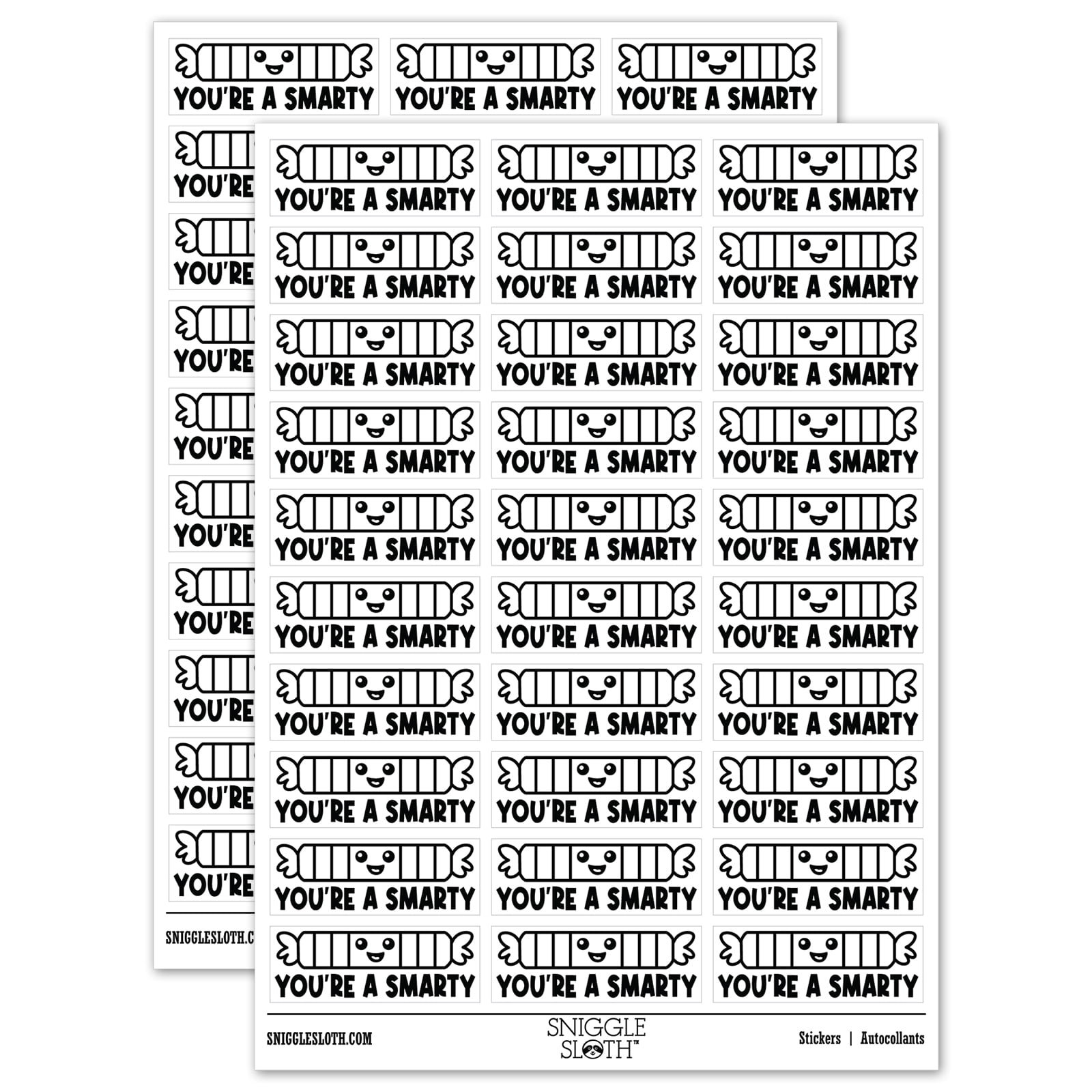 You're a Smarty Candy Teacher Student School Sticker Set - White ...