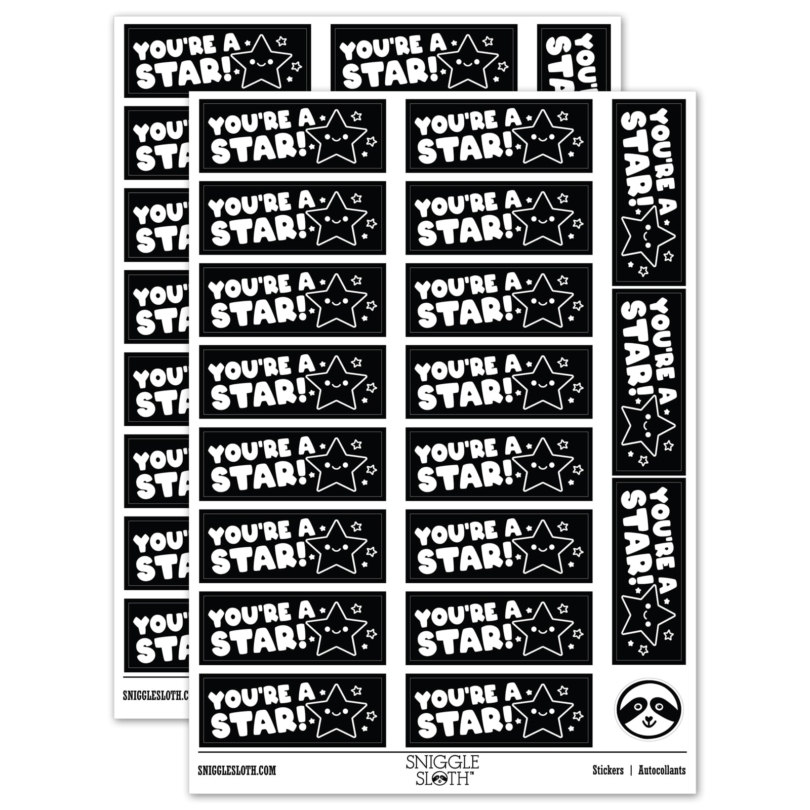You're a Star Teacher Student School Sticker Set - Black - Gloss Finish ...