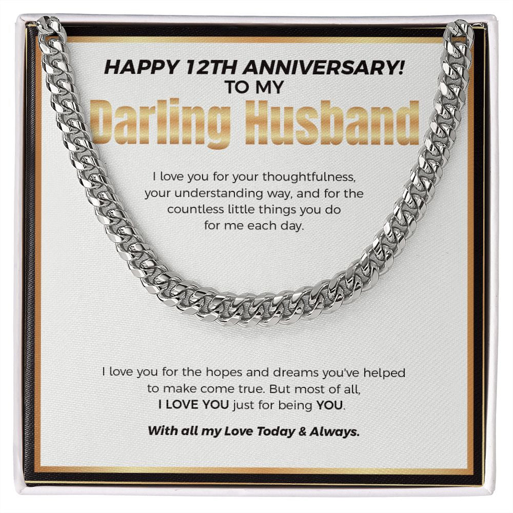 "You've Helped To Make It Come True" Darling Husband 12th Wedding ...