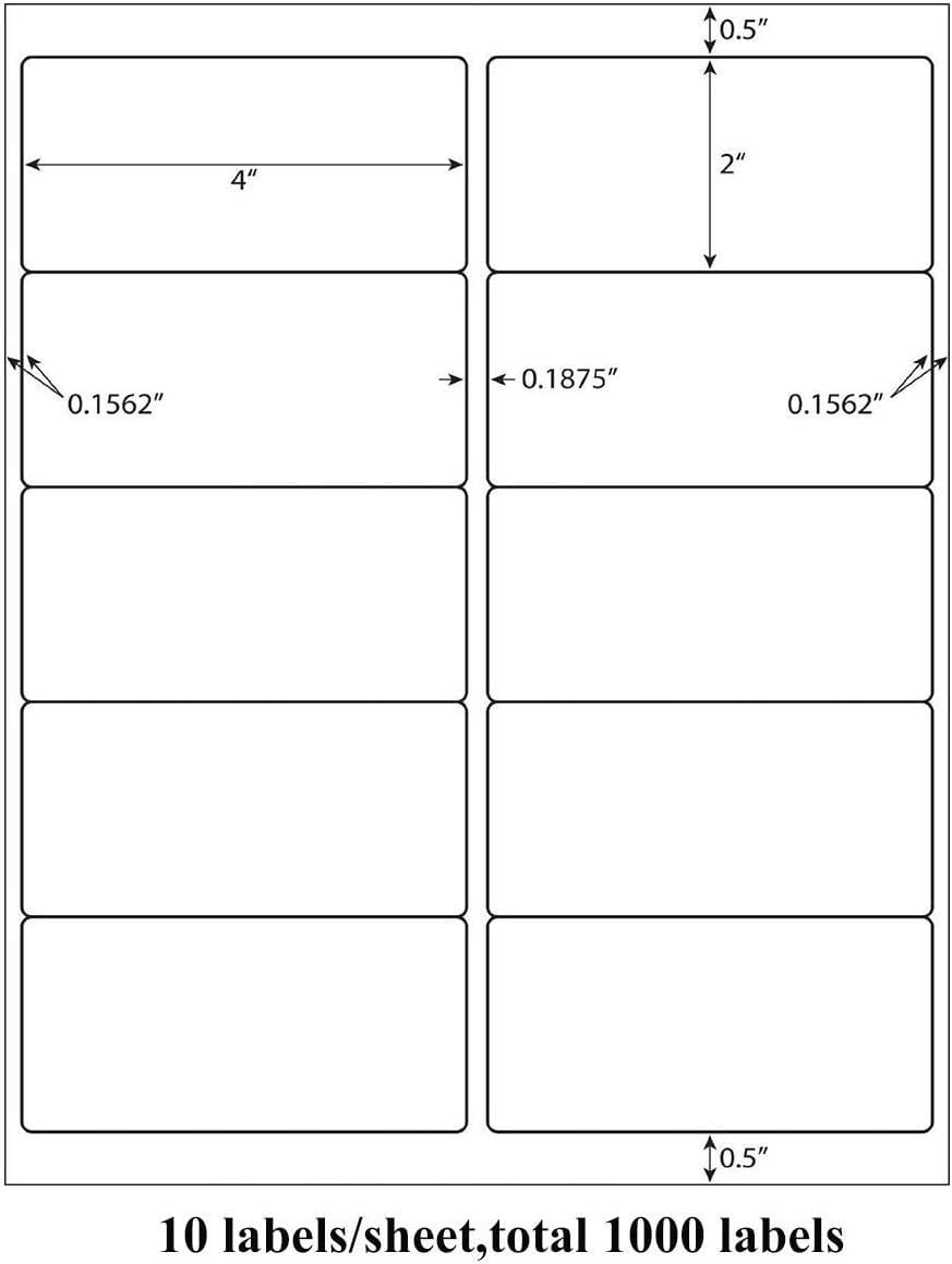 YouLLin 10 UP Sticker Labels,2x4 inches FBA Shipping Address Labels for ...