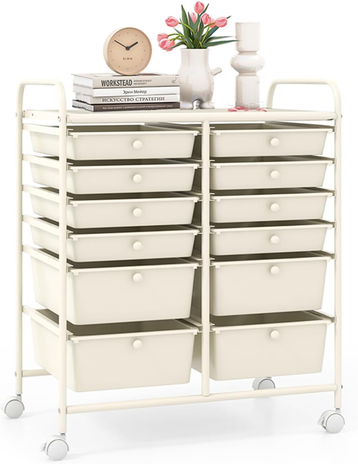 YouLLin 12 Drawer Rolling Storage Cart, Craft Cart Organizer on Wheels ...