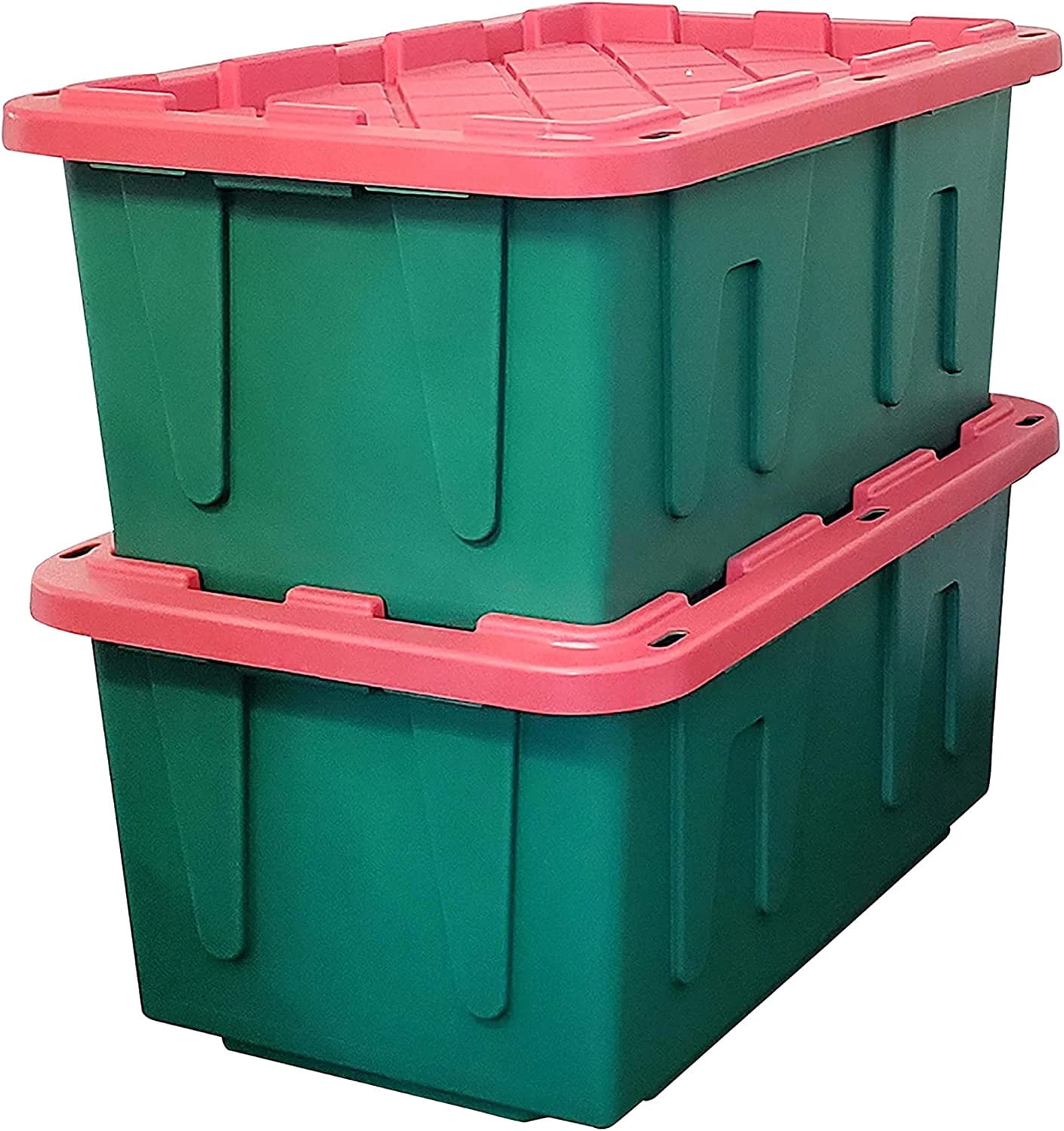 YouLLin 2 Pack Durabilt Storage, Heavy Duty Stackable Bins, 27 Gallon ...