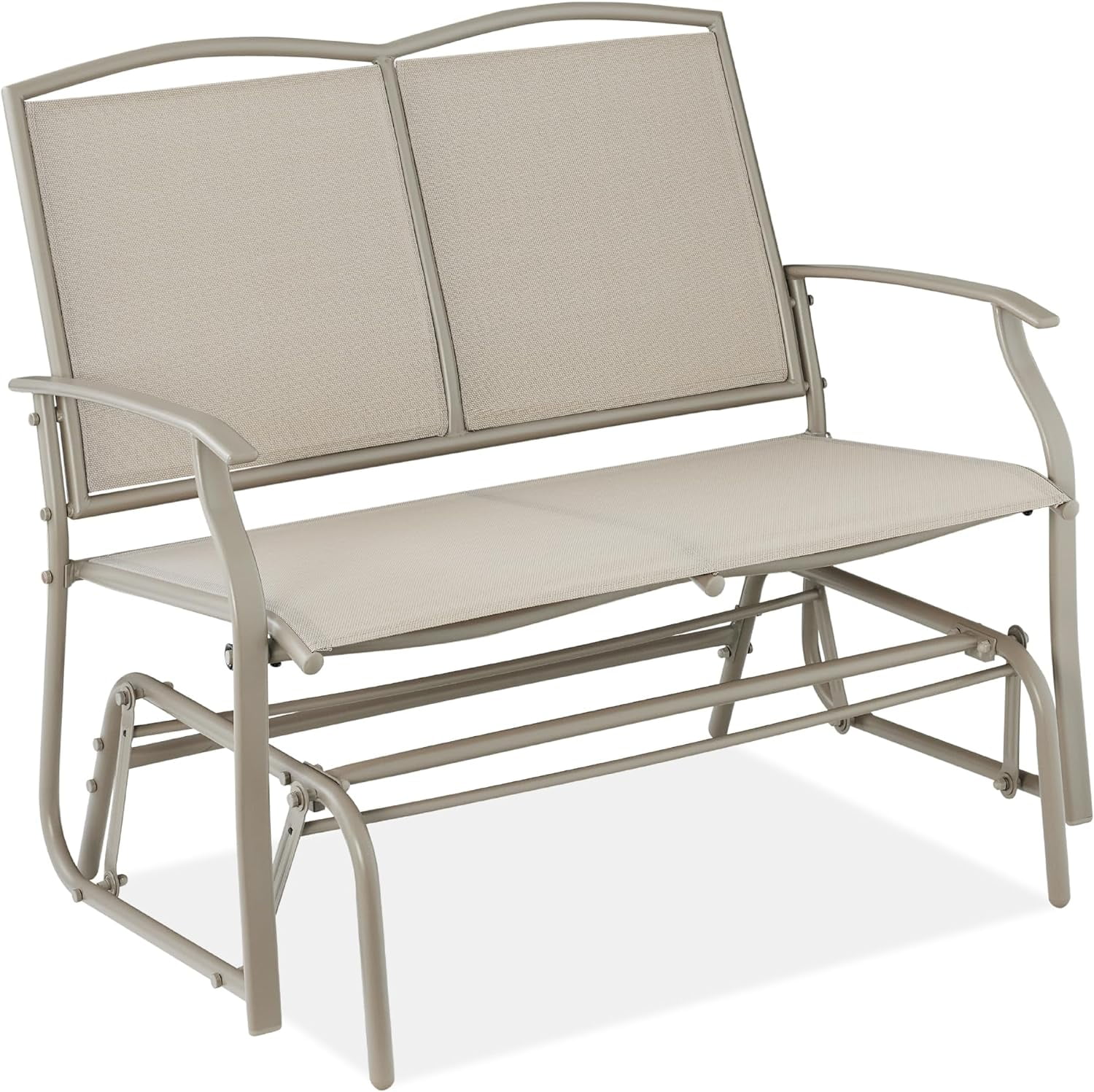 YouLLin 2-Person Outdoor Patio Swing Glider Steel Bench Loveseat Rocker ...