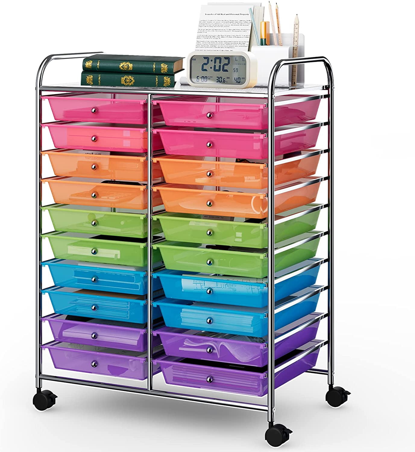 YouLLin 20-Drawer Rolling Storage Cart, Multipurpose Storage Trolley on ...
