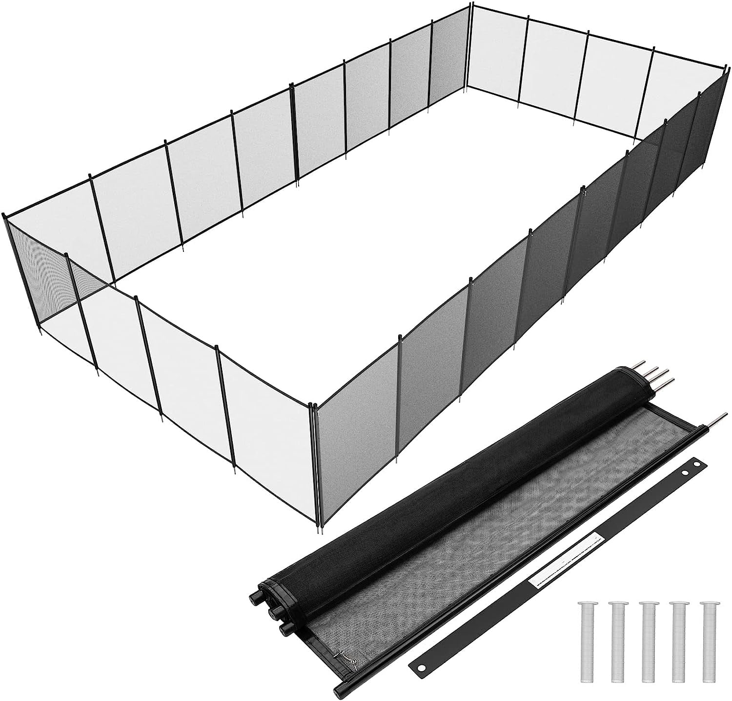 YouLLin 4Ft x 12Ft Black Pool Fence Swimming Pool Fence in Ground Pool ...