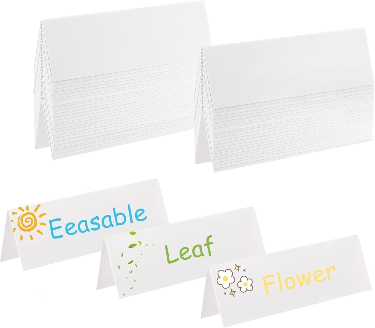 YouLLin 50 Pack Reusable Name Tent Cards,Acrylic Porcelain Whiteboard ...