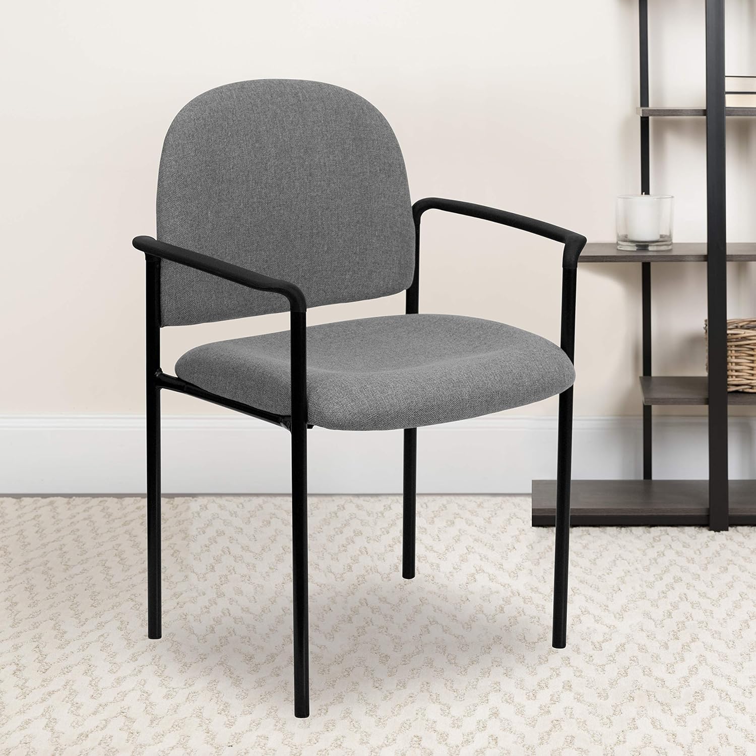 YouLLin Comfort Gray Fabric Stackable Steel Side Reception Chair with ...