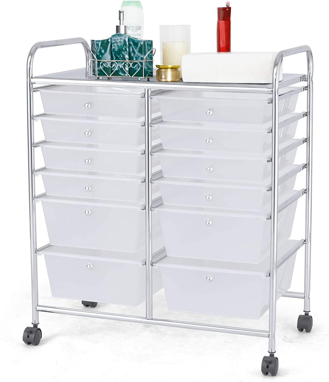 YouLLin Craft Organizers and Storage Cart - Rolling Cart with 12 ...
