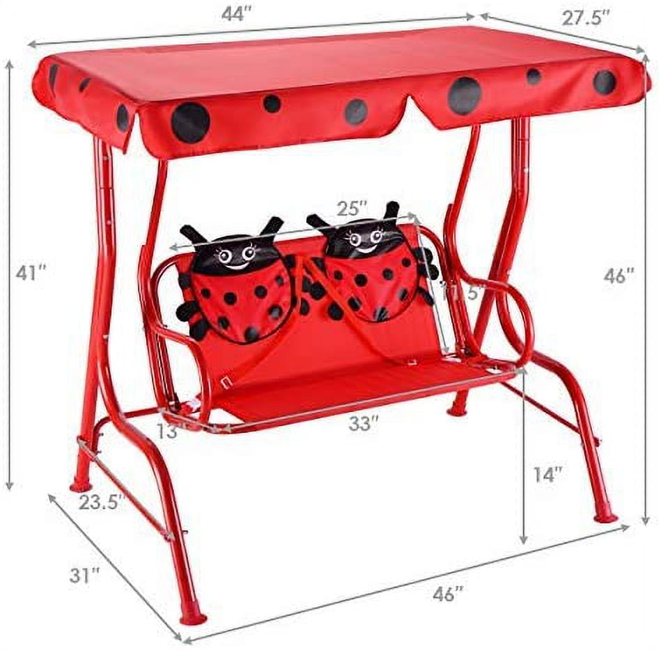 YouLLin Kids Patio Swing, 2-Seater Outdoor Swing Chair with Canopy ...