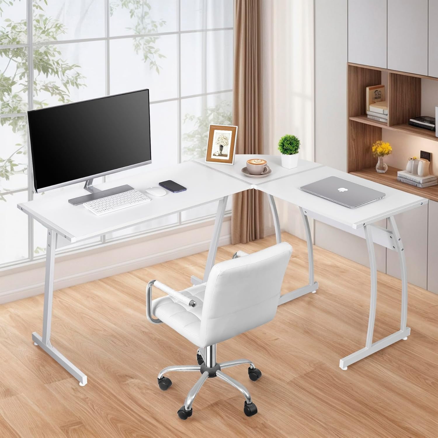 YouLLin L-Shape 58.1in Corner Computer Desk Home Office PC Laptop Table ...