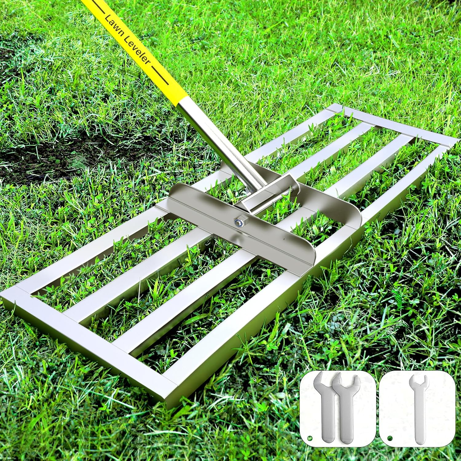 YouLLin Lawn Leveling Rake, 30 x 10 inch Lawn Leveler Rake with ...