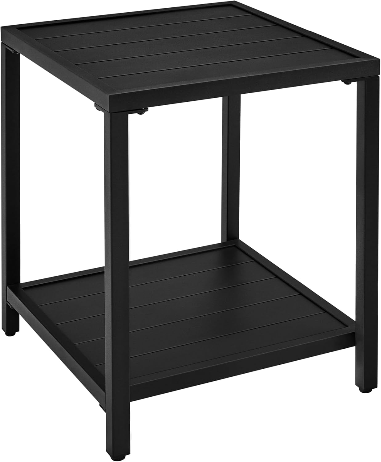 YouLLin Outdoor Side Table, Metal Outdoor End Table with 2 Tier Storage ...