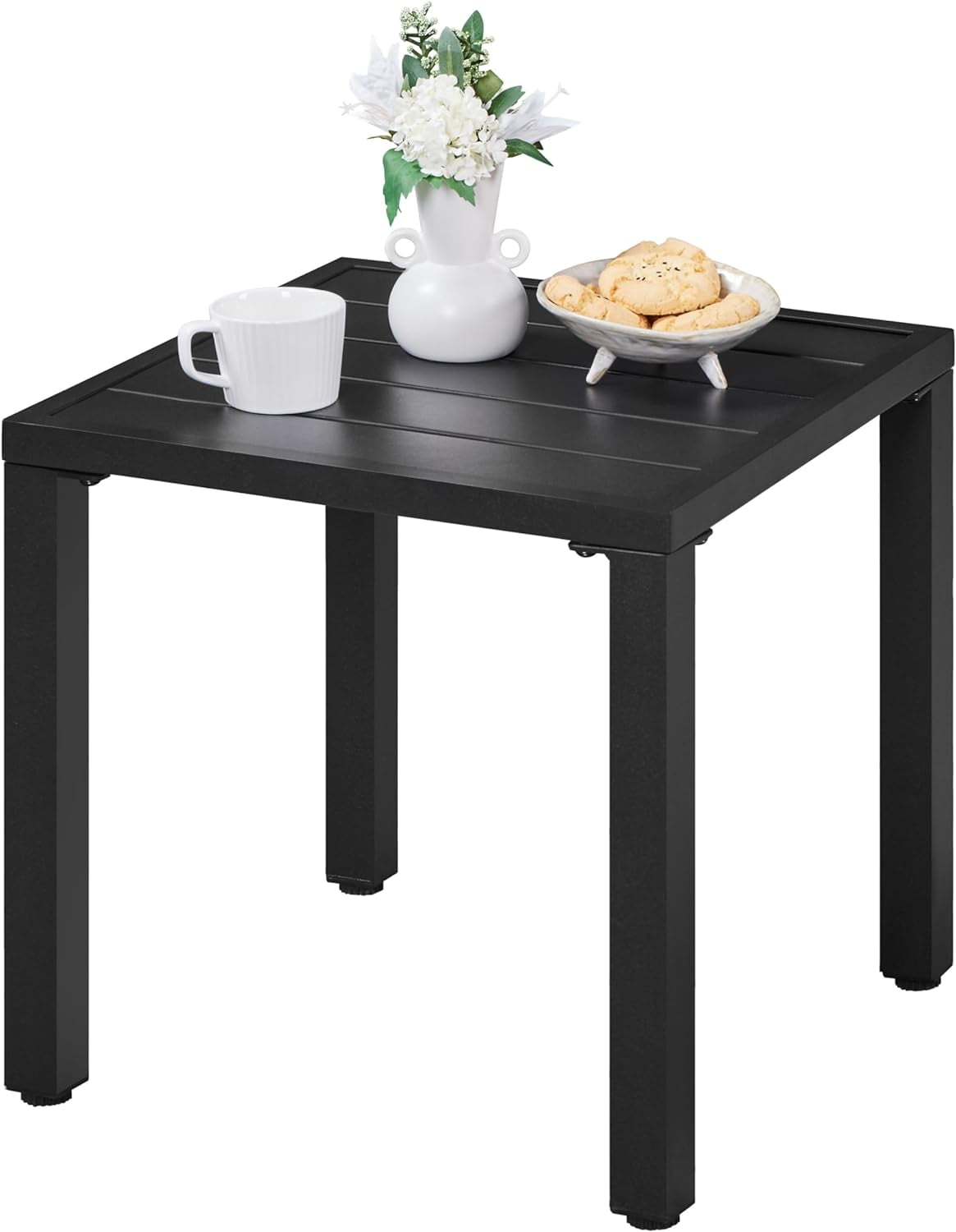 YouLLin Outdoor Side Table, Small Metal Square Side Table, Easy ...