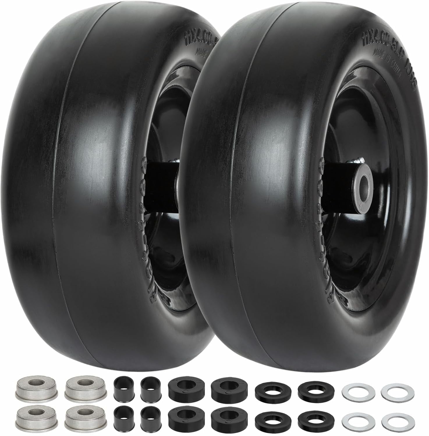 YouLLin Universal Fit 11x4.00-5 Flat Free Tire and Wheel Assembly, Zero ...