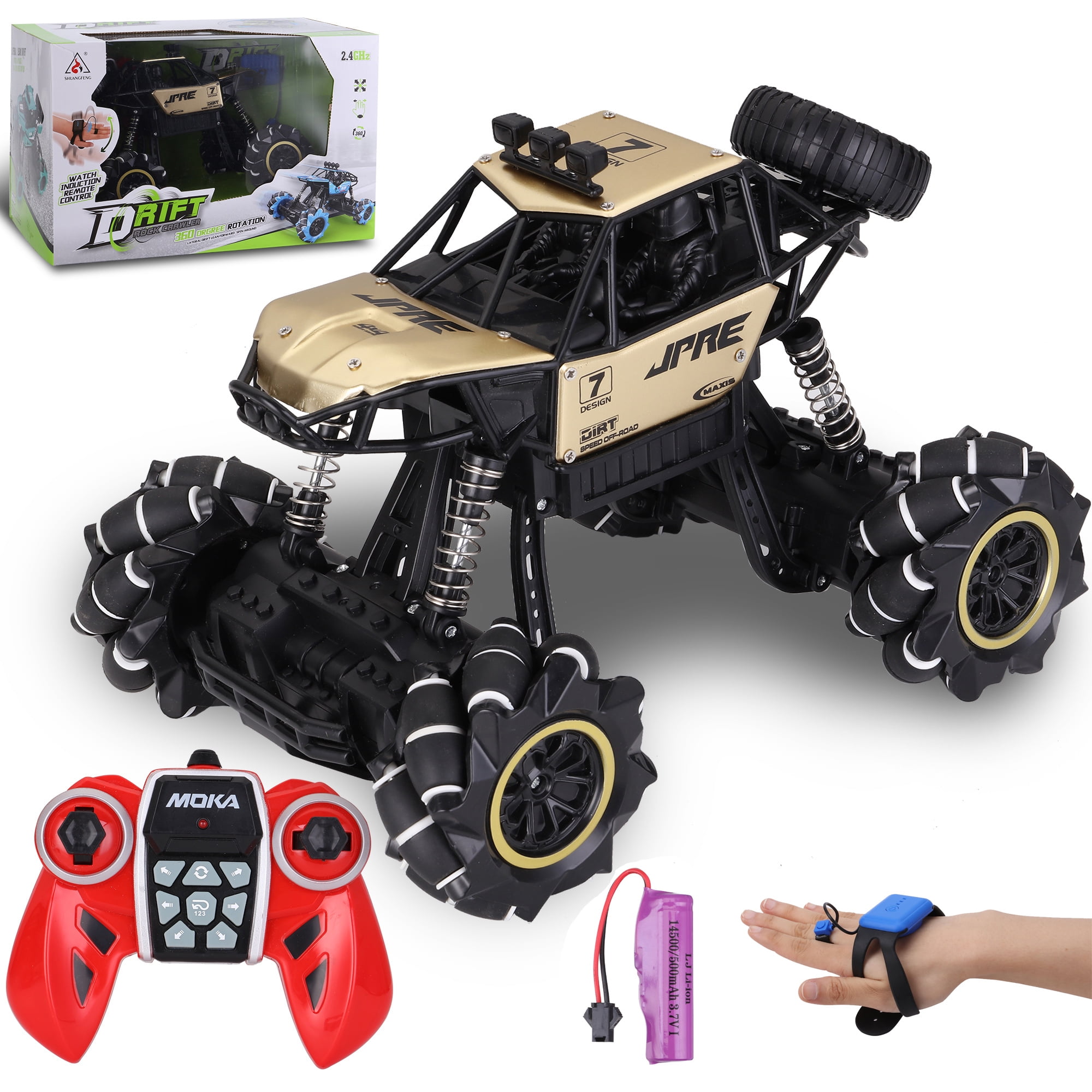 YouLoveIt 1:16 4WD Metal RC Car, Gesture Sensor, 360° Rotating, Monster ...