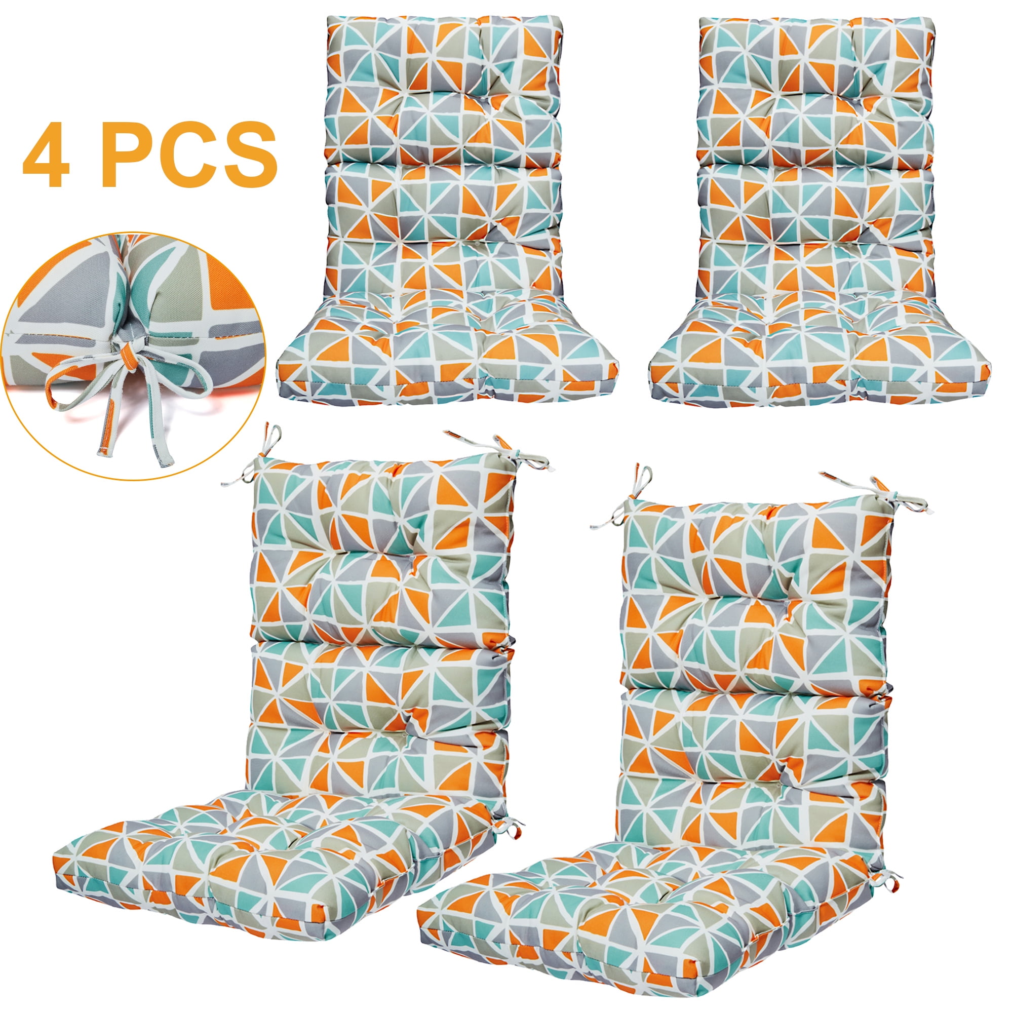 YouLoveIt 1/4 pcs Outdoor High Back Chair Cushion High Rebound Foam Solid Chair Cushion All ...