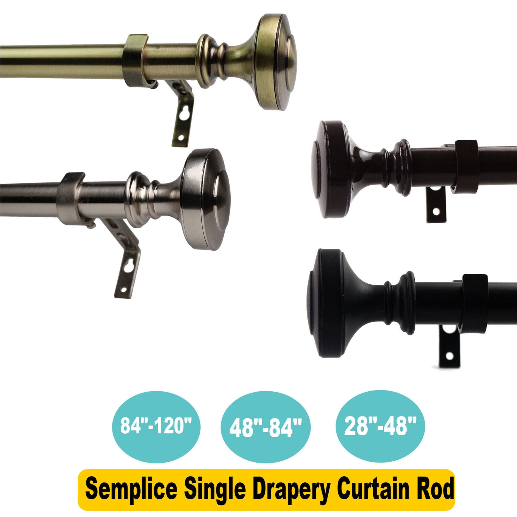 YouLoveIt 1" Diameter Steel Semplice Adjustable Single Curtain Rod ...