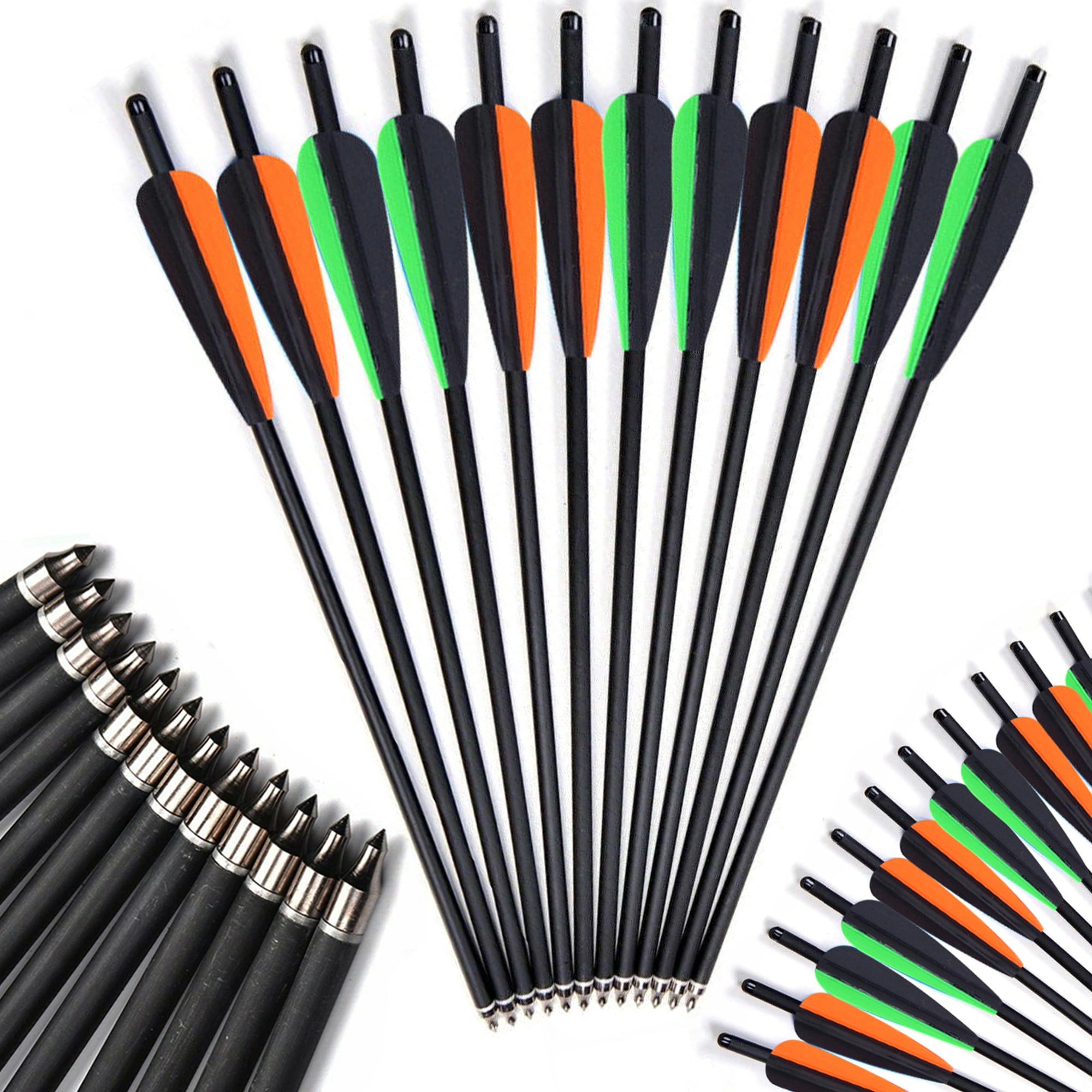 YouLoveIt 12pcs Carbon Crossbow Bolt Set Hunting Carbon Arrows Carbon ...