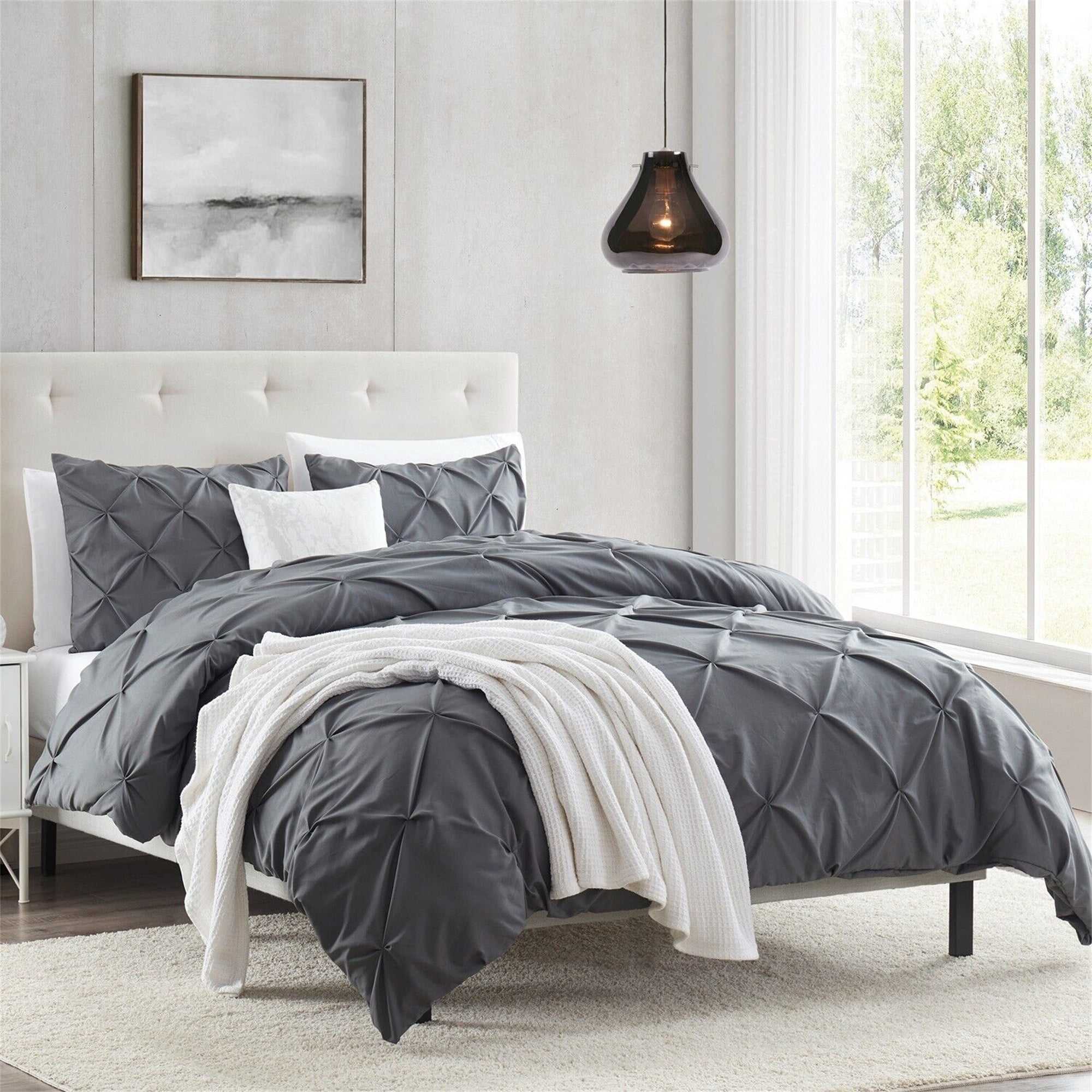 YouLoveIt 3 Piece King Twin Queen Size Comforter Set Pinch Pleat Style ...