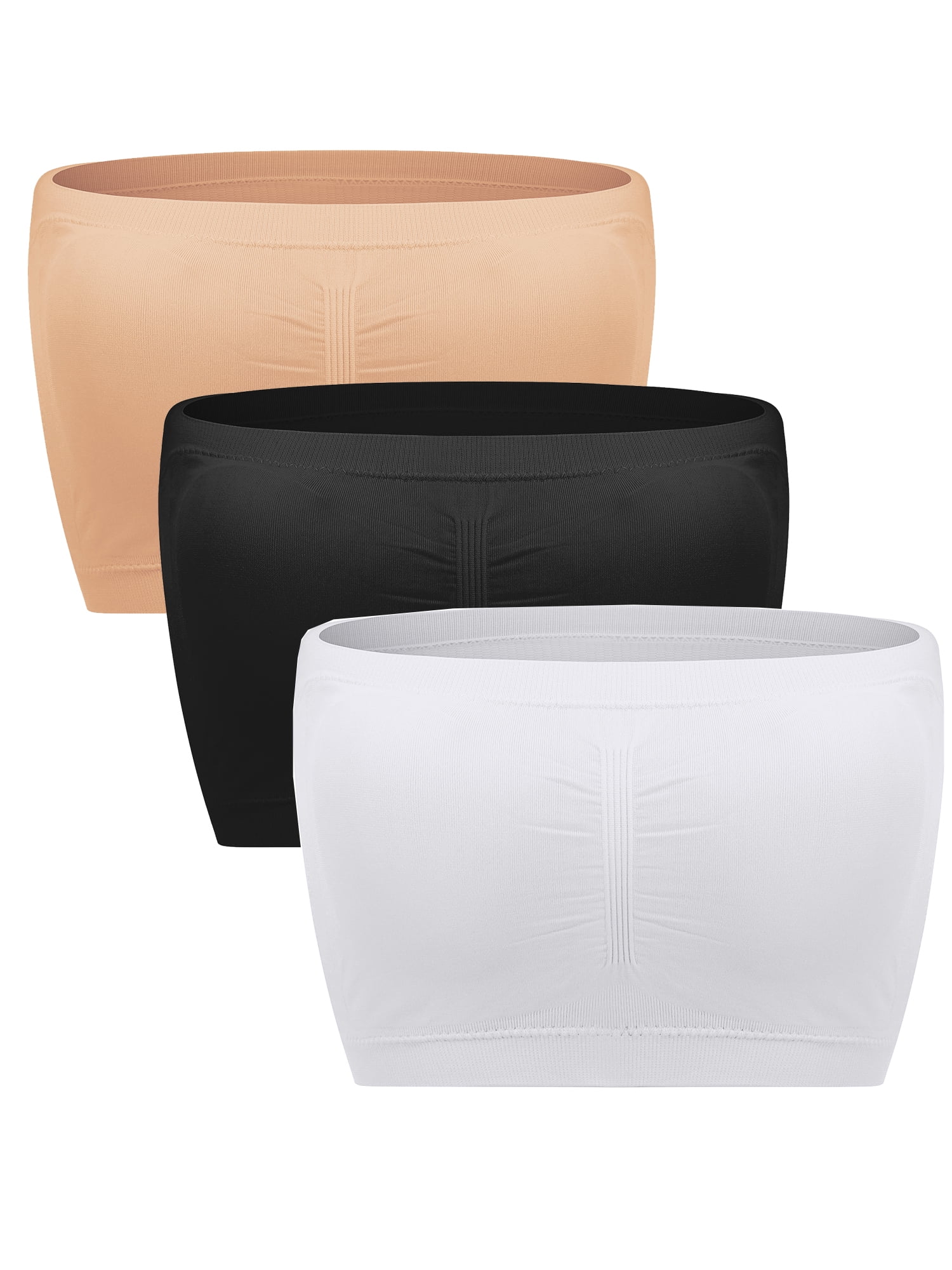 YouLoveIt 3 Pieces Strapless Bandeau Bra Stretchy Bandeau Tube Top Bra ...