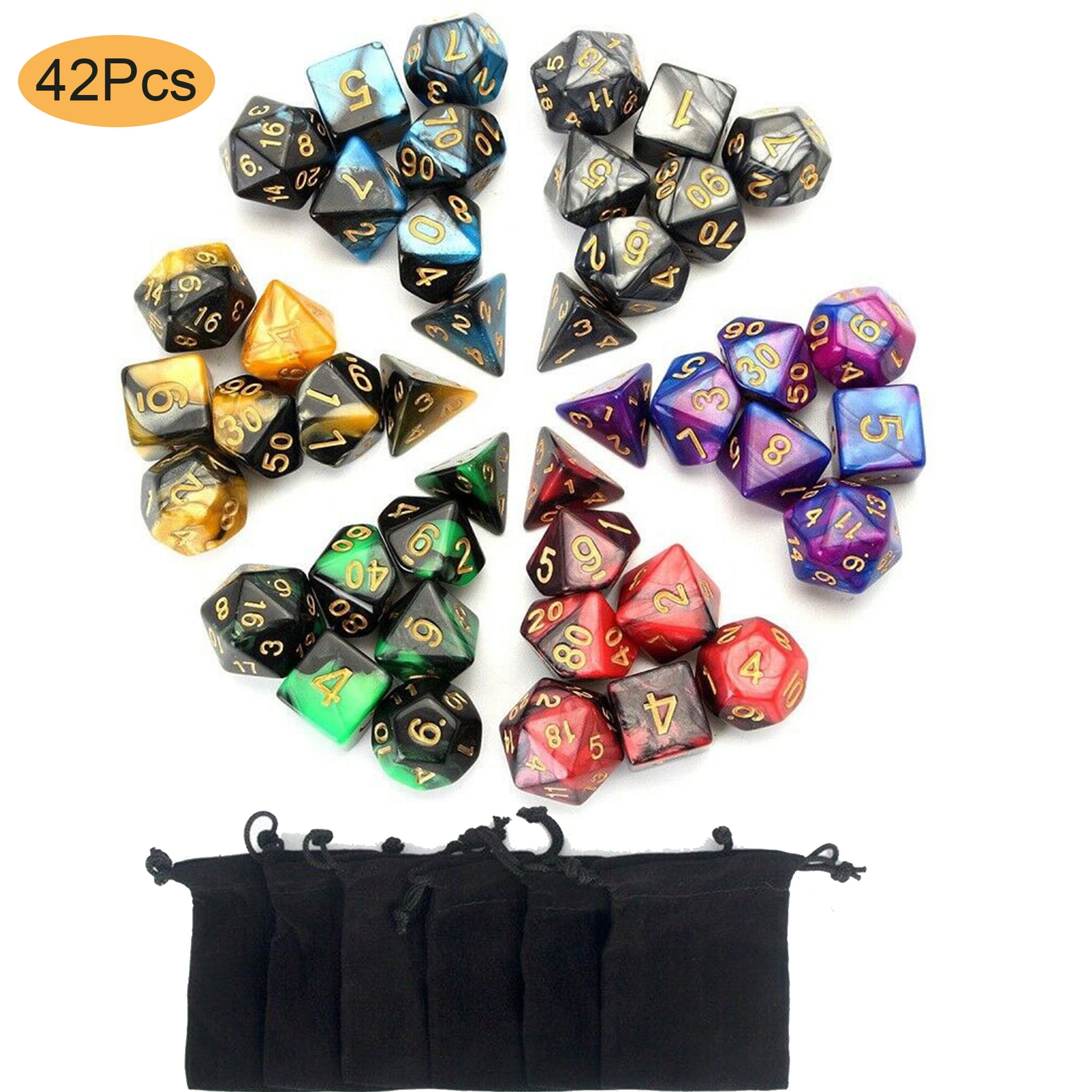 YouLoveIt 42pcs Polyhedral Dice Number Game Dice Set for Dungeons ...