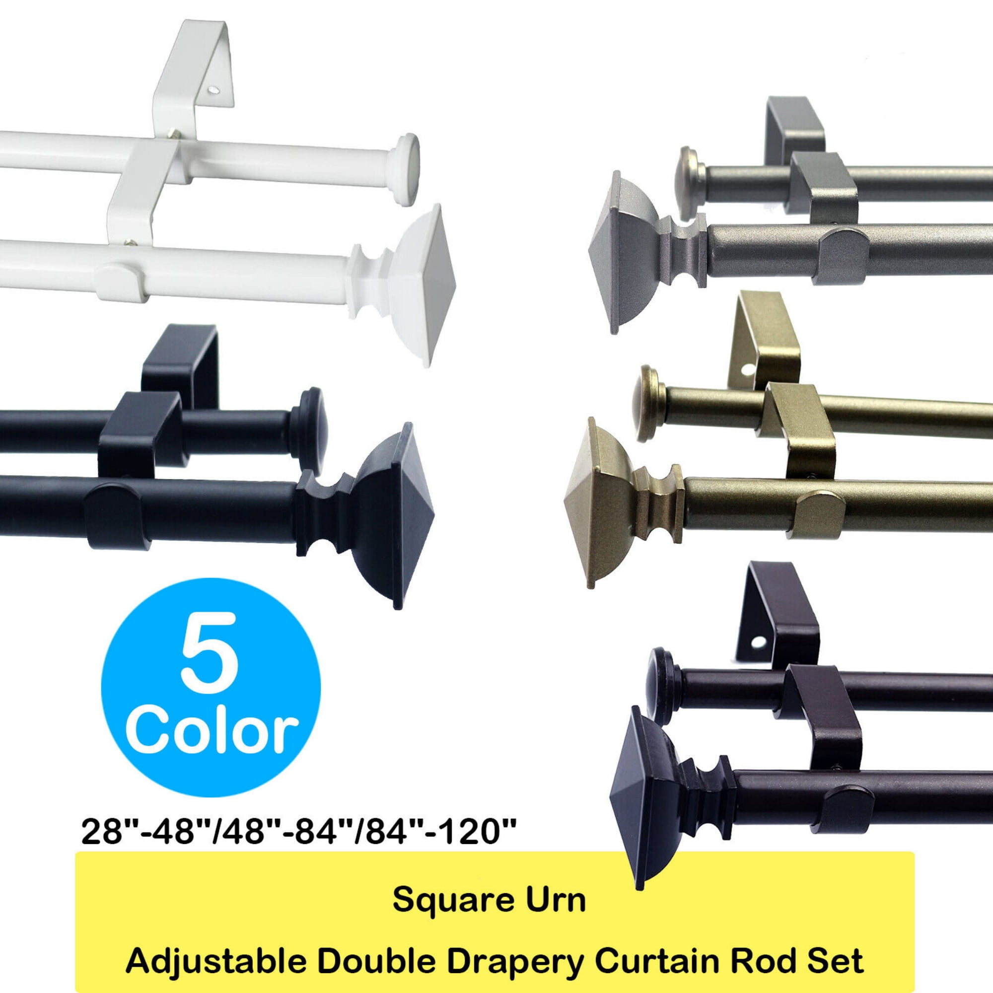 YouLoveIt 5/8" Curtain Rod Decorative Window Curtain Rod Square ...