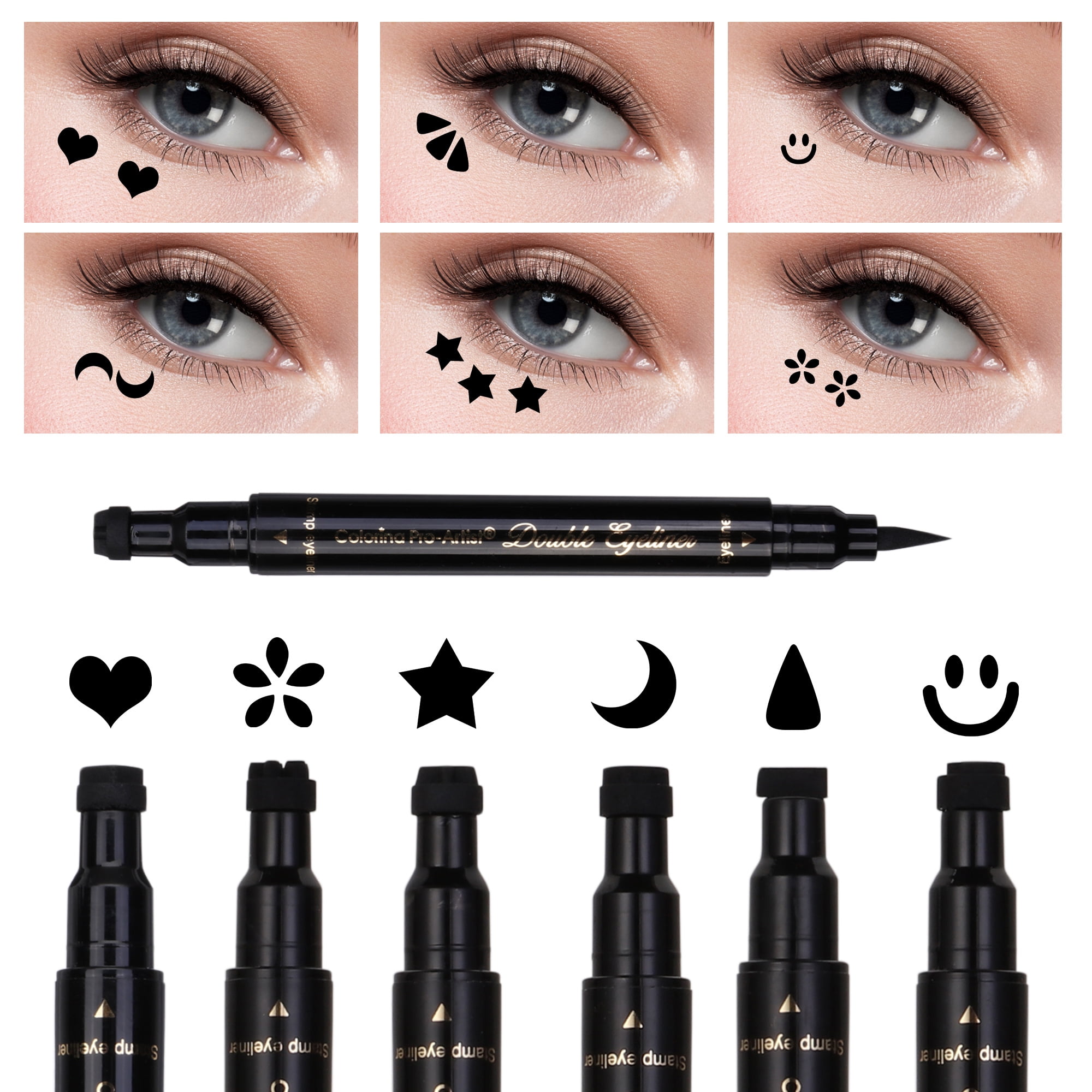 YouLoveIt 6 Pcs Liquid Eye Liner Pen Double-headed Eyeliner Stamps Set ...