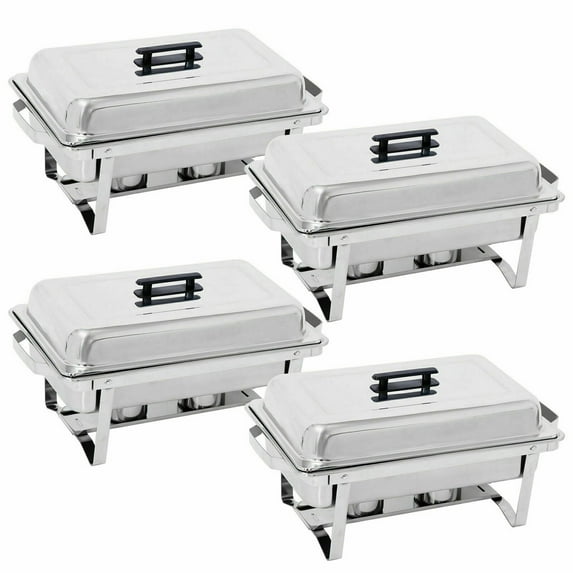 YouLoveIt Chafing Dish 4 Packs 8 Qt. Foldable Rectangular Chafer Set ...