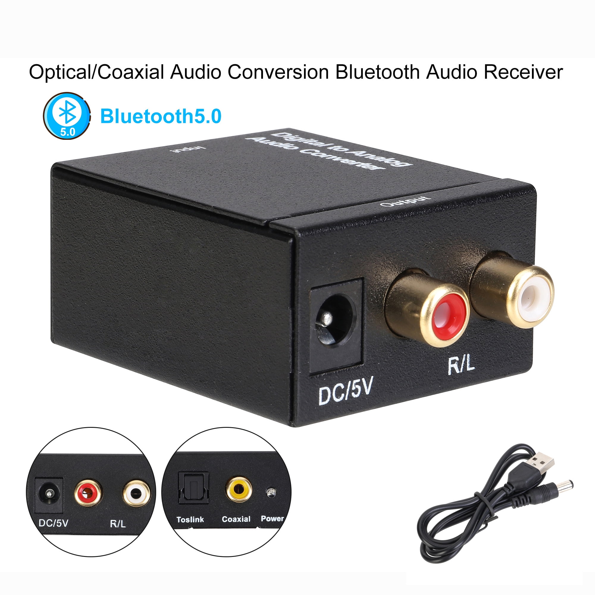 YouLoveIt Digital to Analog Audio Converter Digital Optical Coaxial Toslink to Analog Stereo L/R ...