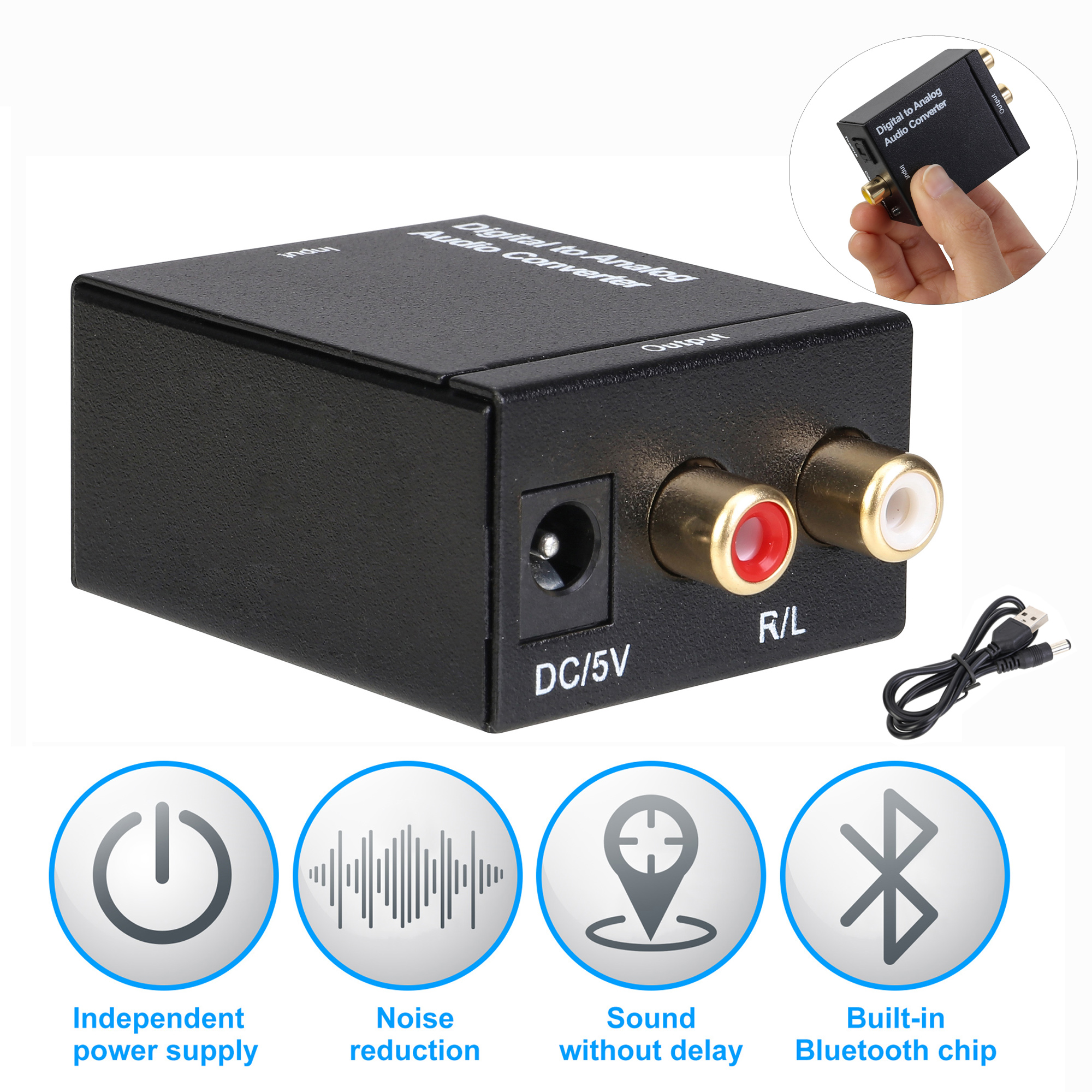 YouLoveIt Digital to Analog Audio Converter RCA L/R AUX Converter for ...