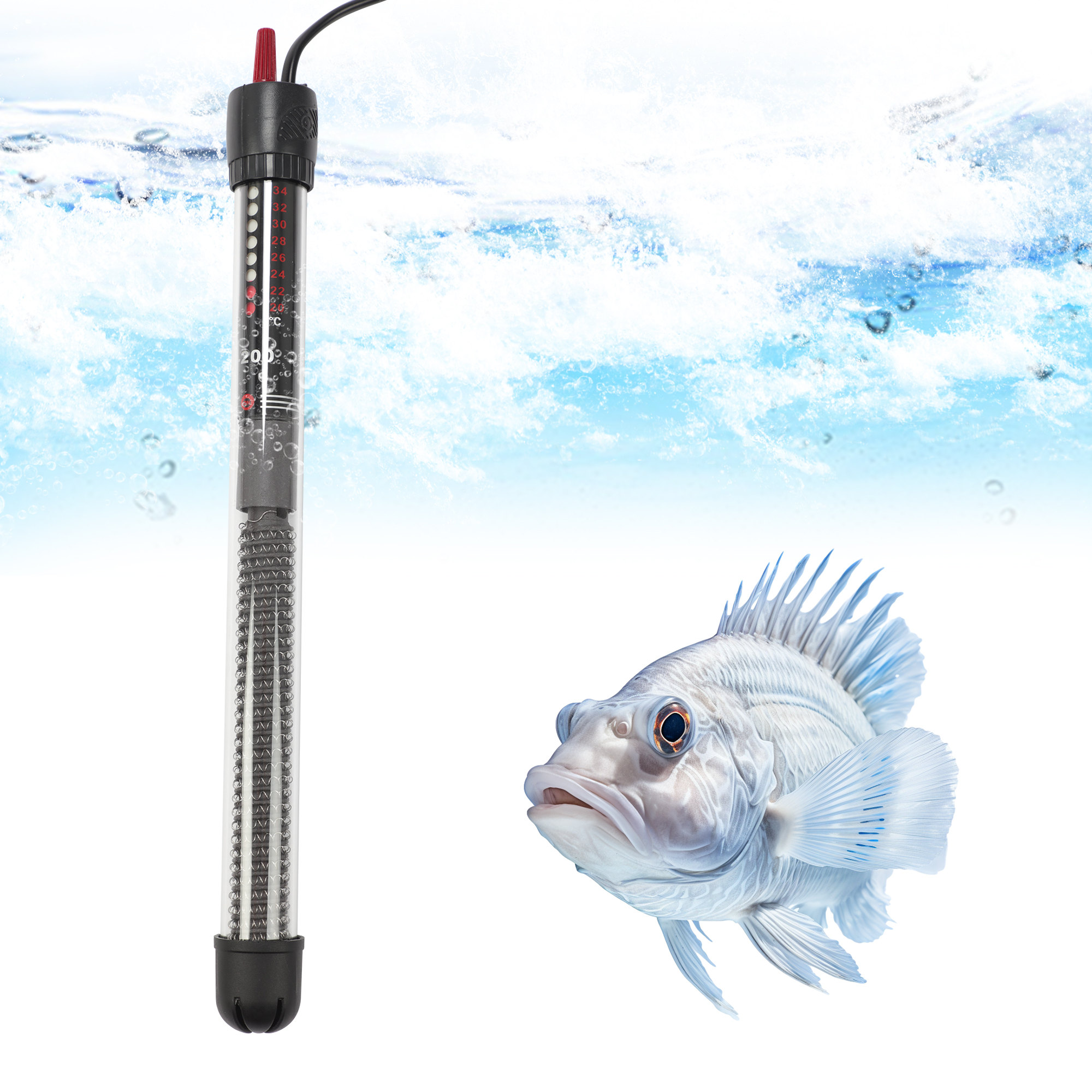 YouLoveIt Fish Tank Heating Rod 9.8in 200W Water Heater Heating Rod ...