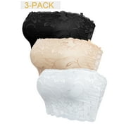 YouLoveIt 3-pack Womens Bandeau Bra Plus Size Bandeau Bra Stretchy ...