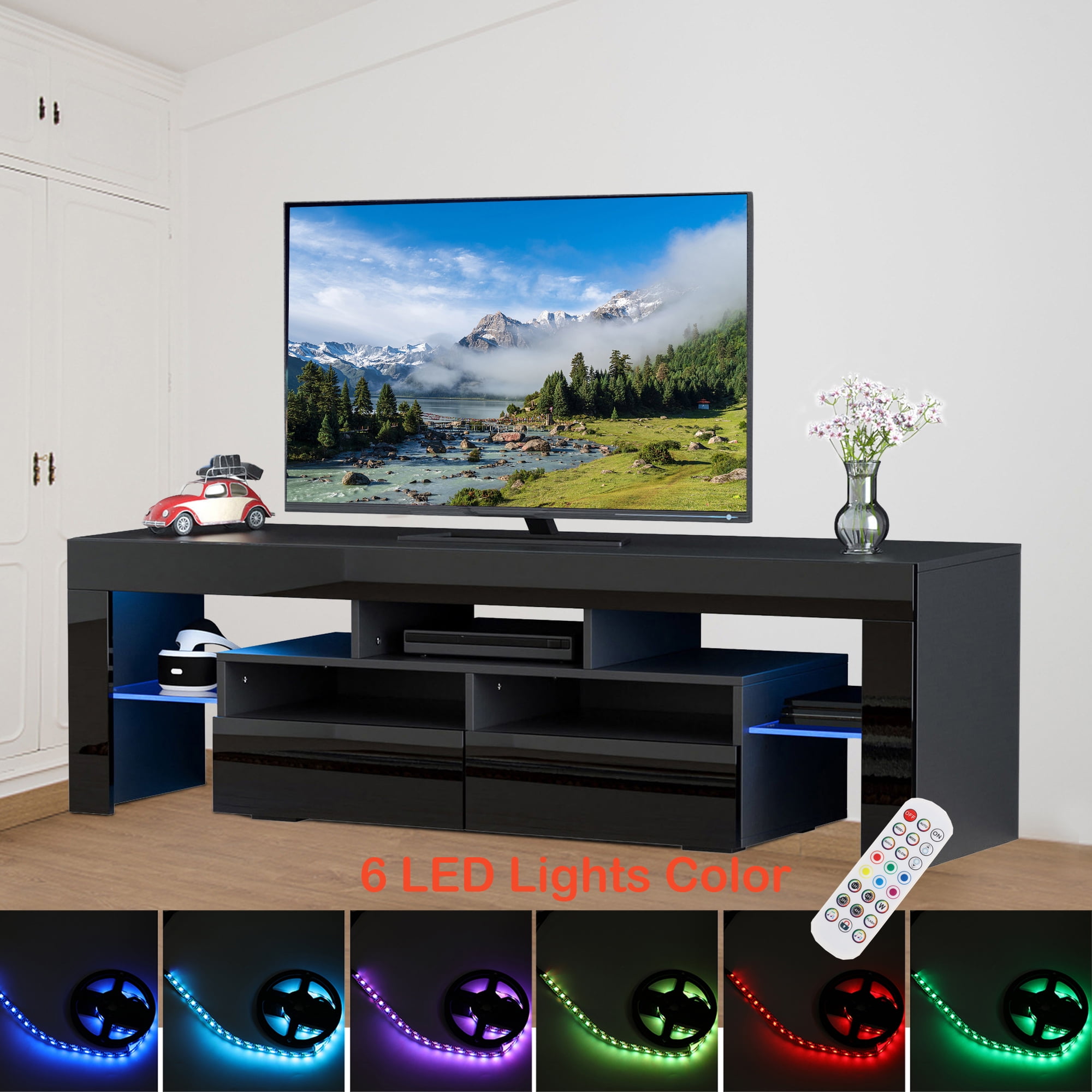 YouLoveIt Modern LED TV Stand Modern Entertainment Center with Storage ...