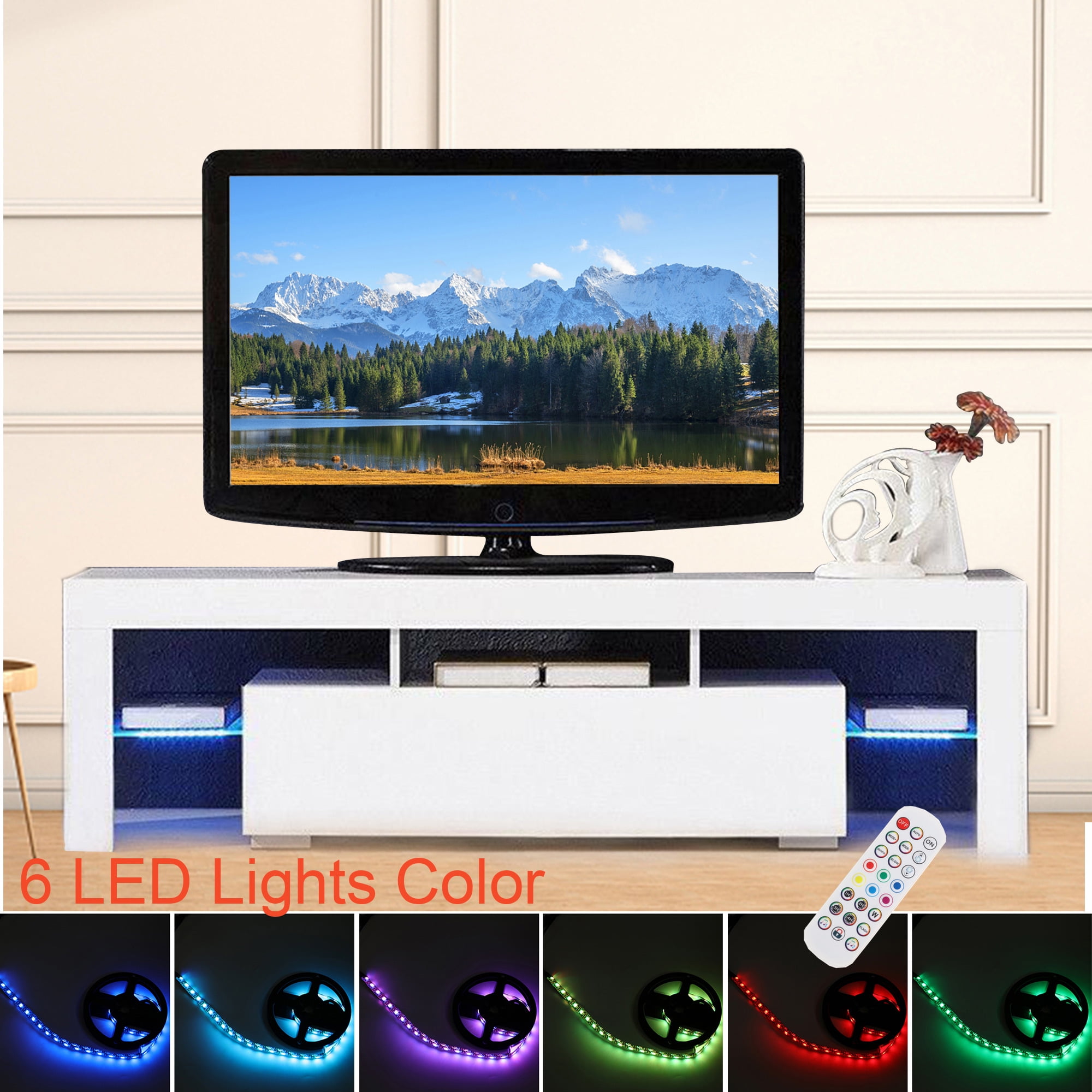 YouLoveIt Modern LED TV Stand Modern Entertainment Center with Storage ...