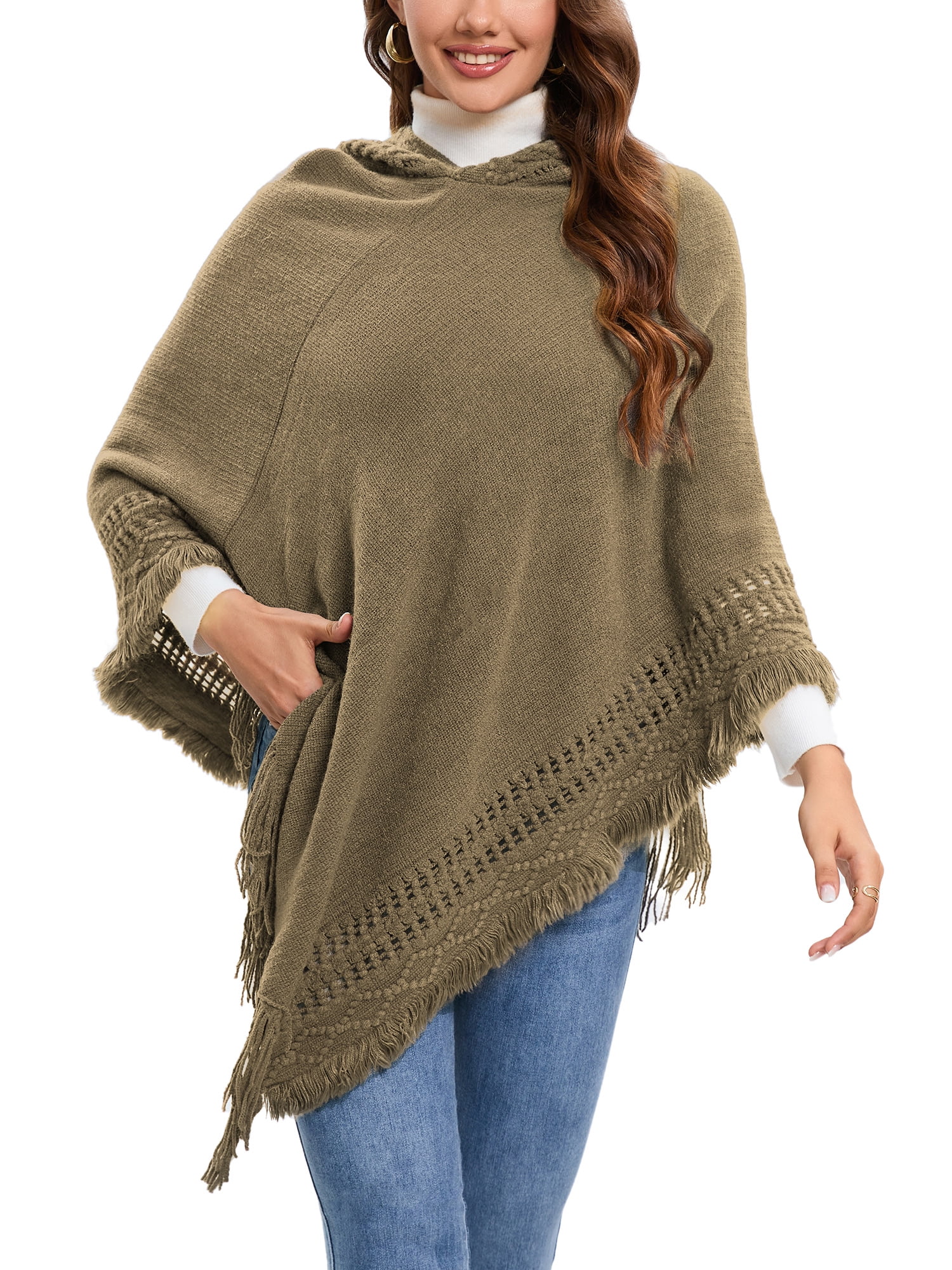 YouLoveIt Poncho Sweater for Women, Oversized Blanket Sweater Poncho ...