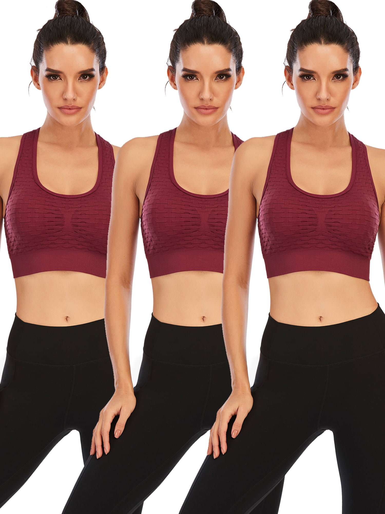 YouLoveIt Racerback Sports Bra for Women, 3 pack Removable Pad Yoga ...