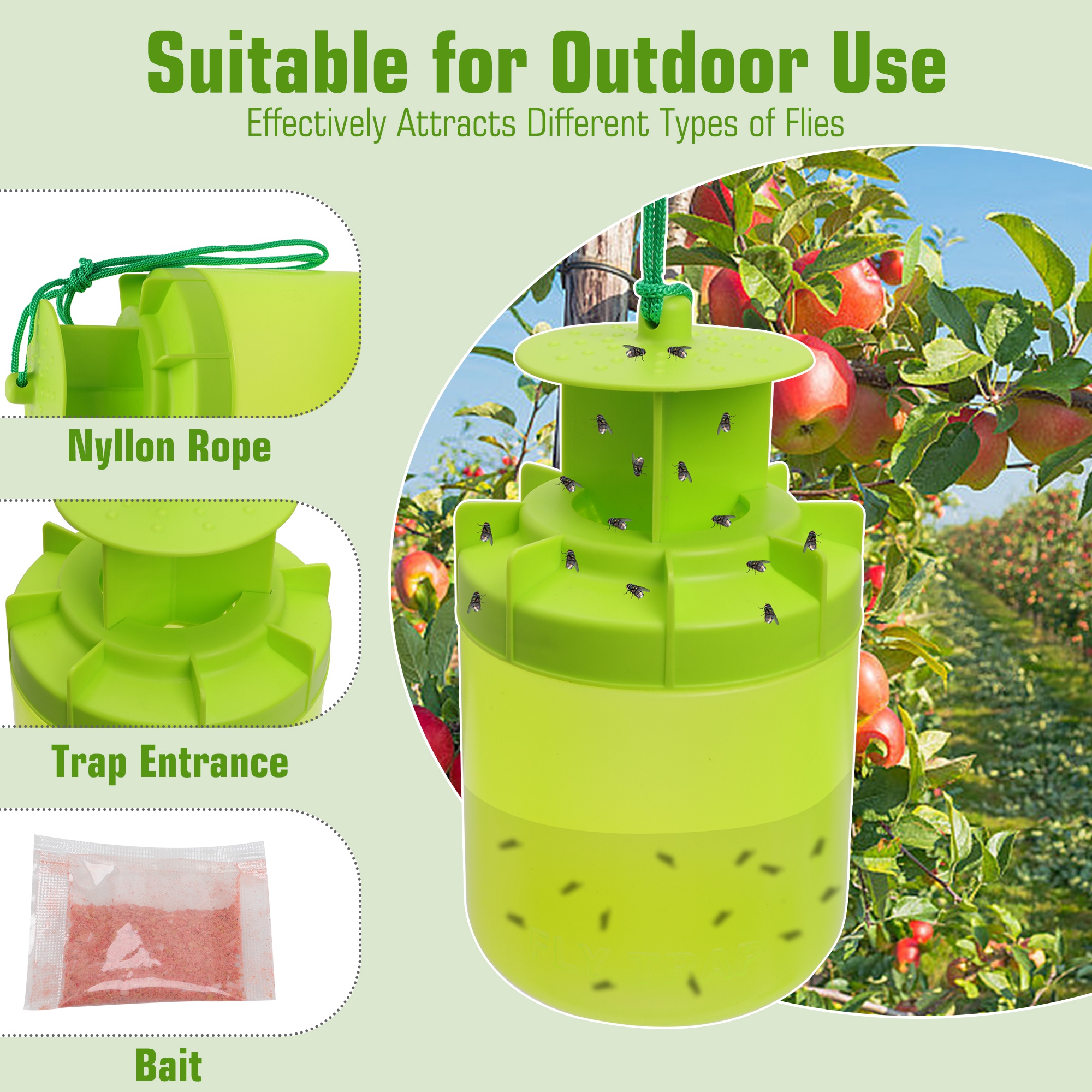 YouLoveIt Ranch Fly Traps Outdoor Hanging Fly Catcher Reusable Fly ...