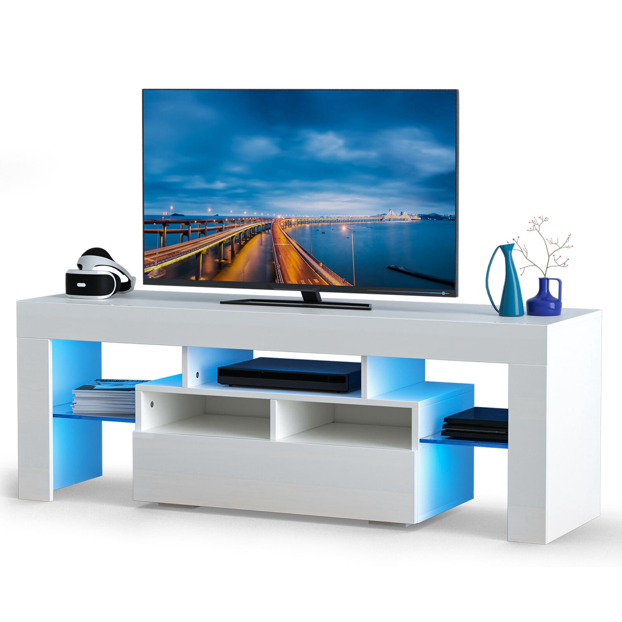 YouLoveIt TV Console Cabinet Table for TVs 65" 70", Black/White TV ...