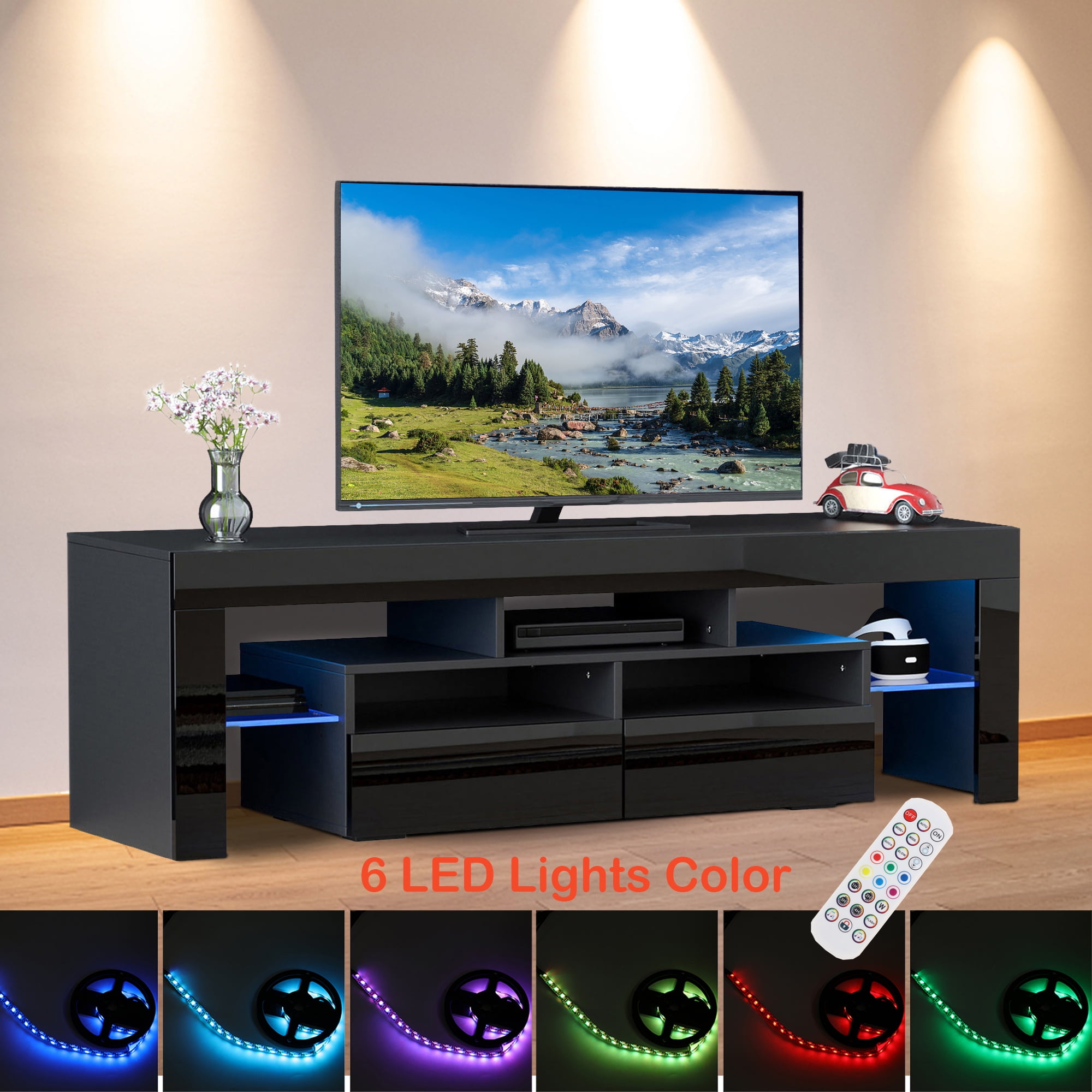 YouLoveIt TV Stand LED TV Cabinet for TVs up to 70" High Gloss TV Stand ...