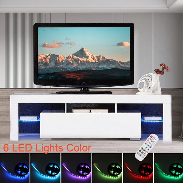 YouLoveIt TV Stand with Storage and Shelves, High Gloss LED TV, TV ...