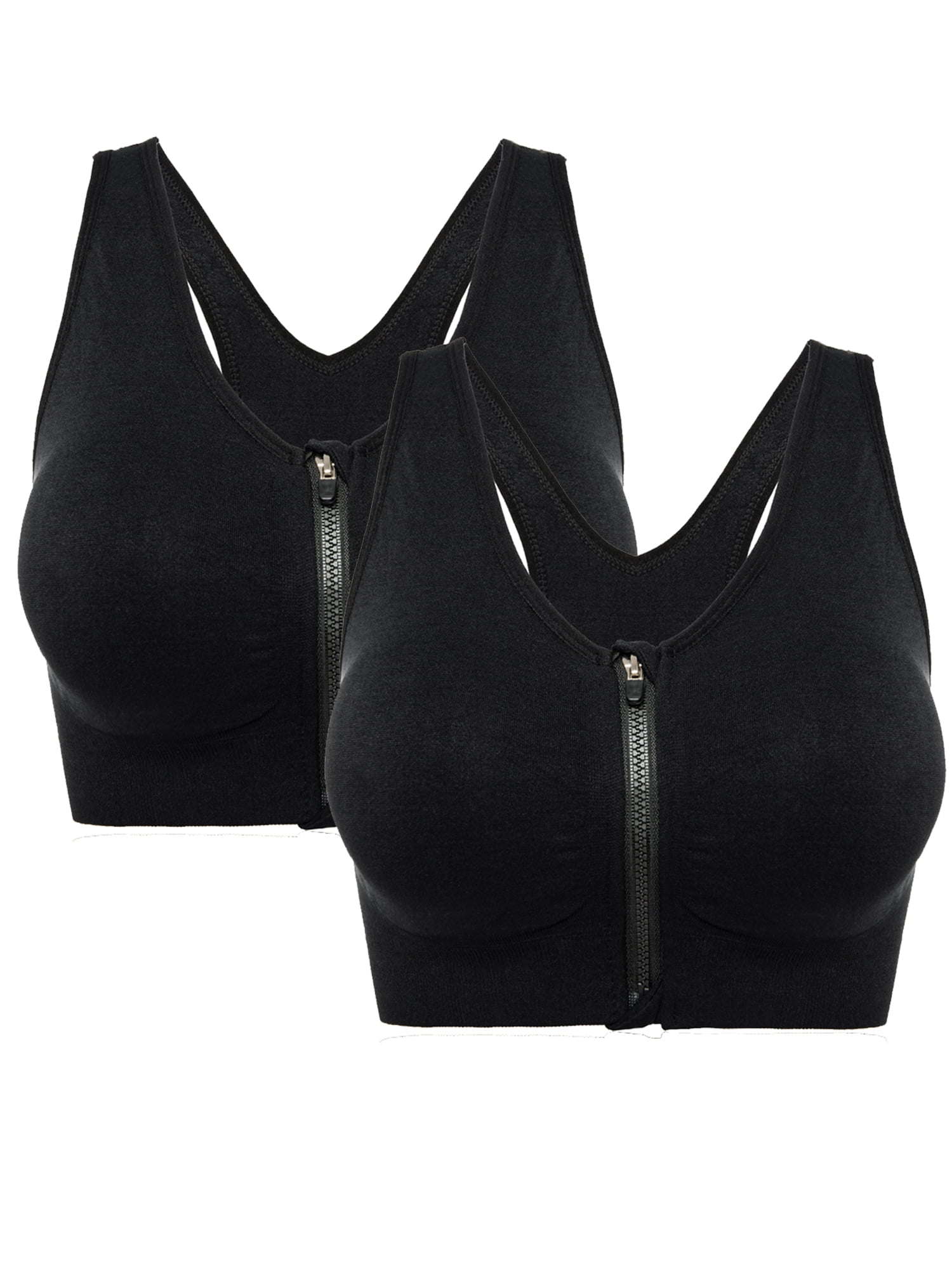 YouLoveIt Women's Sports Bra, 2 pack Front Zipper Closure Sports Bra ...
