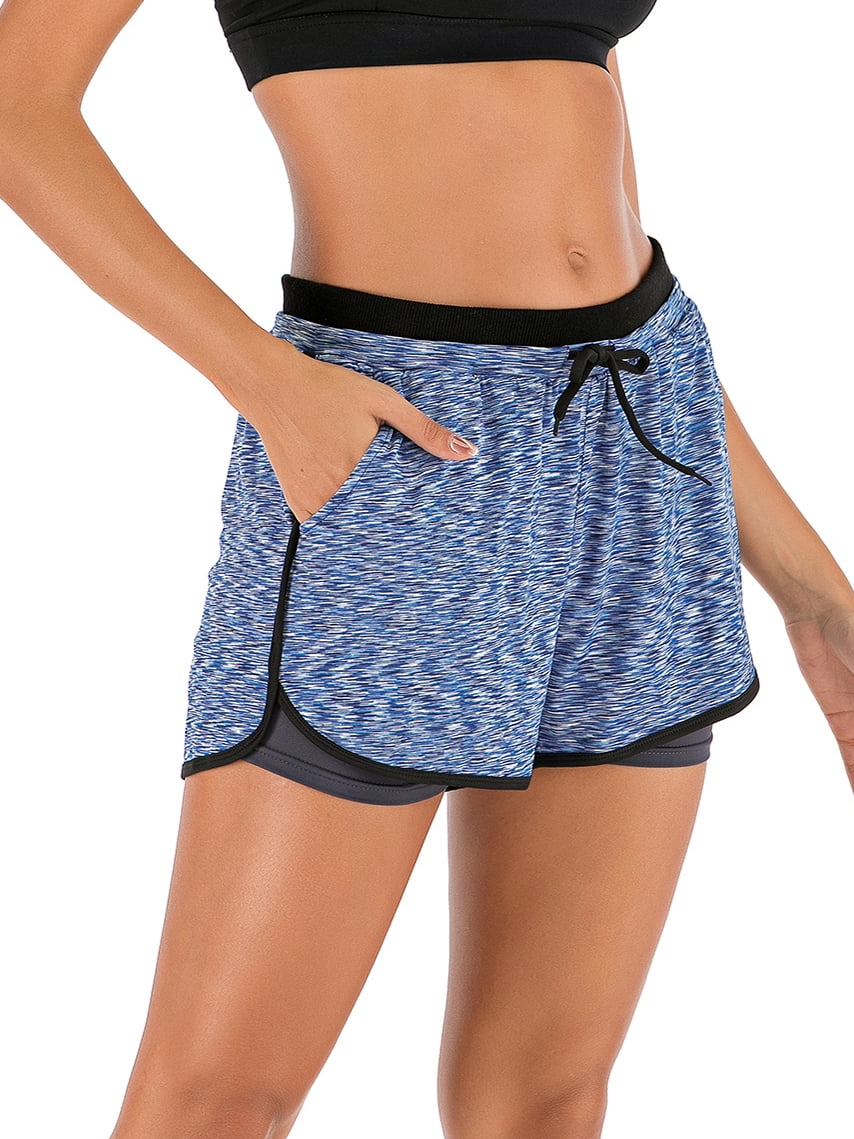 YouLoveIt Women's Yoga Shorts 2-in-1 Sports Yoga Shorts Double-layer ...