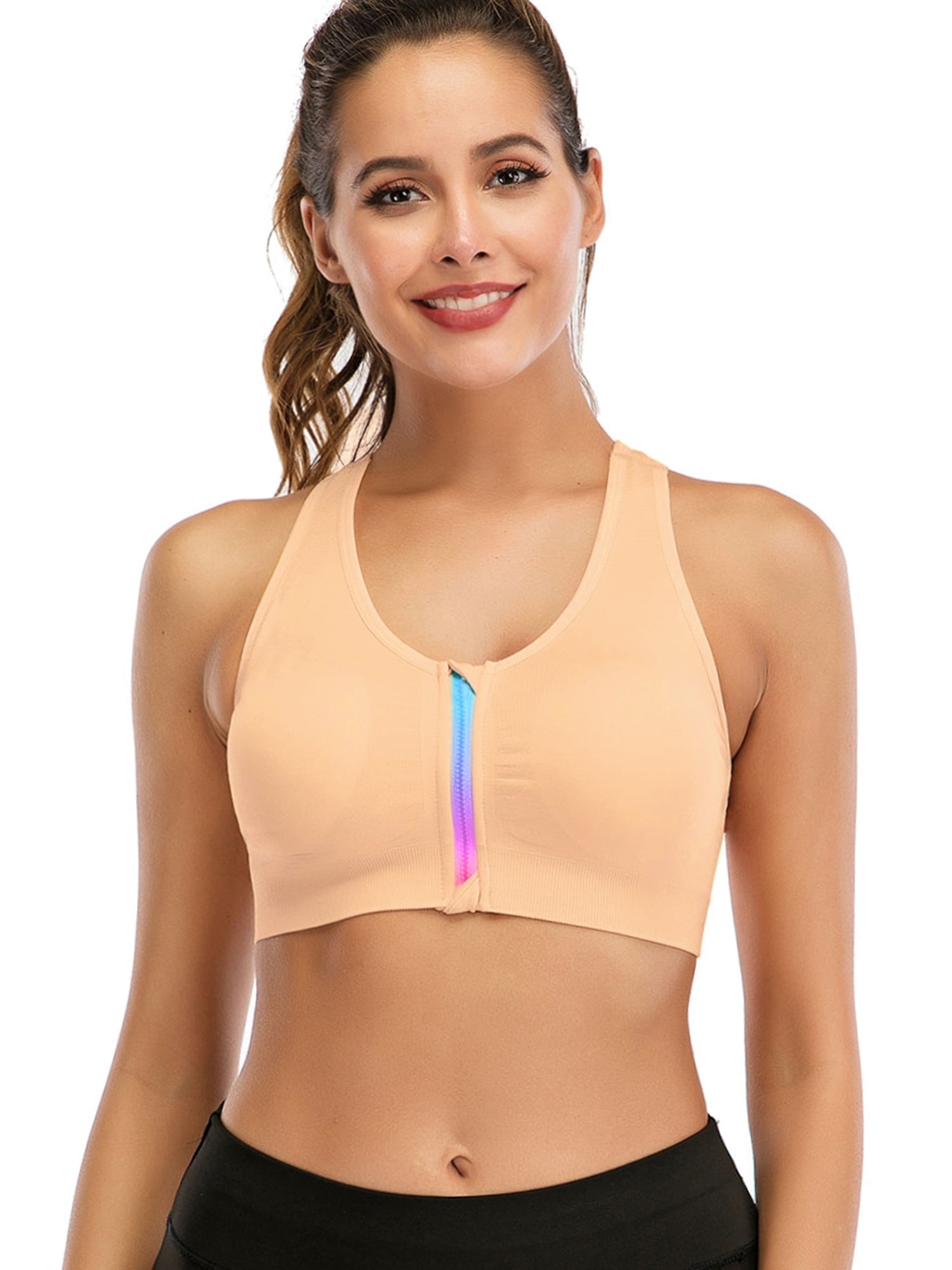 YouLoveIt Womens Sports Yoga Fitness Bras, Zipper Sports Bras Yoga Casual Bra Sports Bra Ladies ...