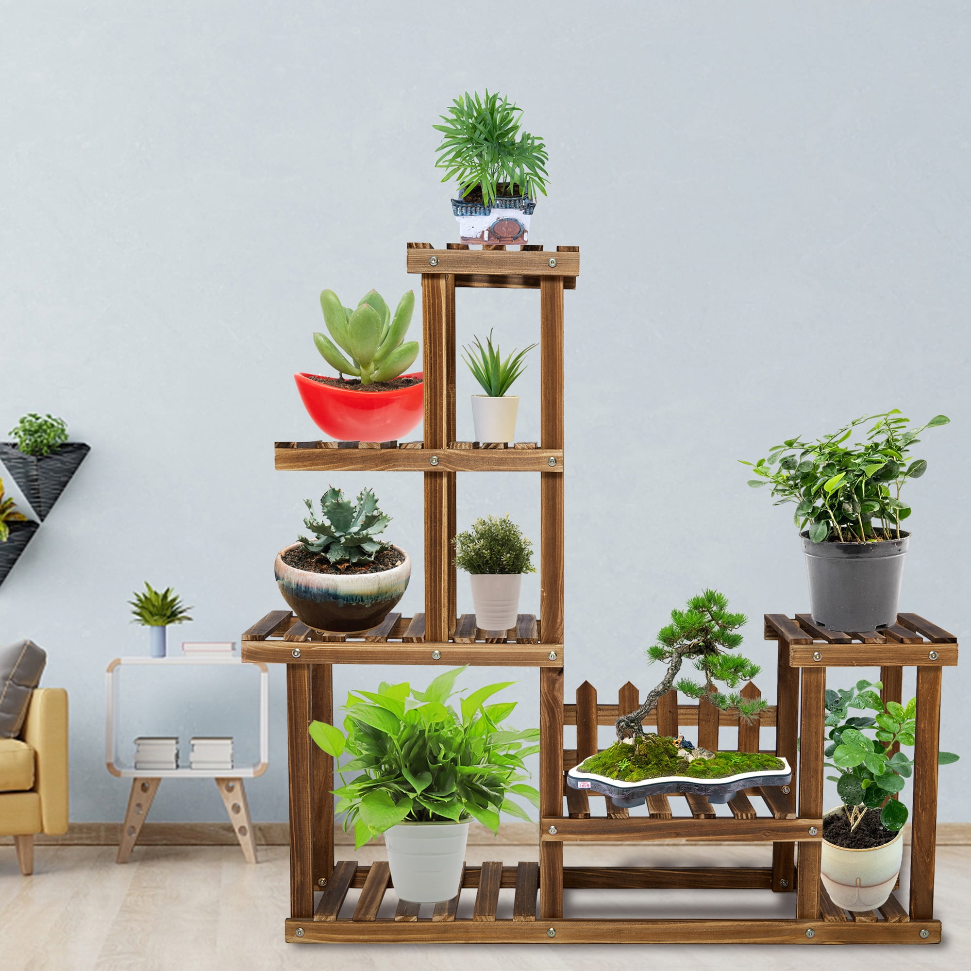 YouLoveIt Wood Plant Flower Pot Stand Shelf Rack, Flower Display Shelf ...