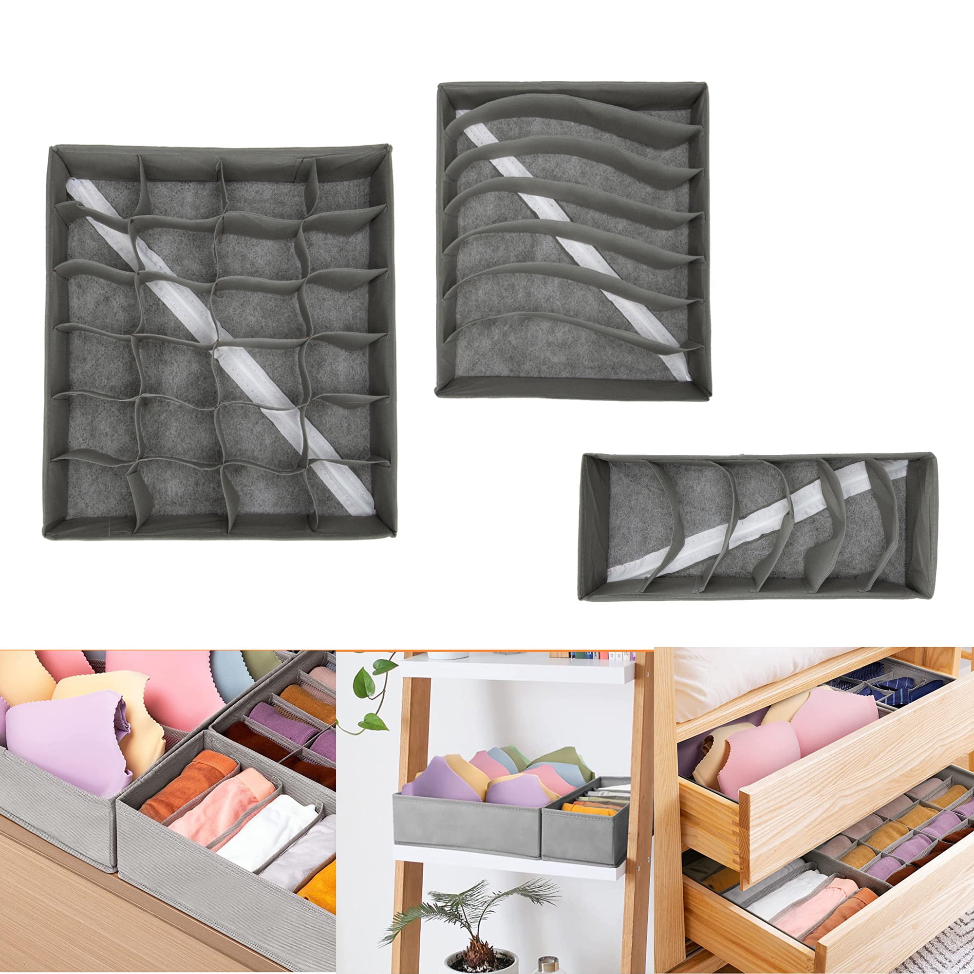 YouLoveIt set of 3 Underwear Drawer Organizer Sock Drawer Organizers ...