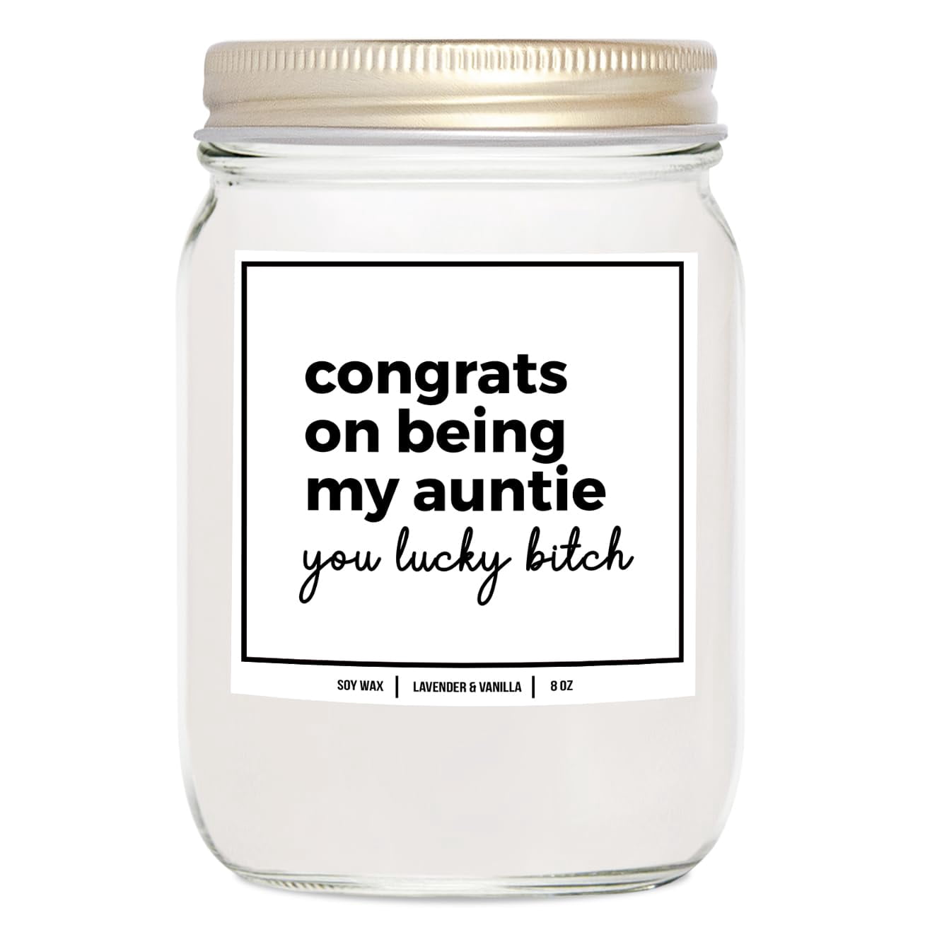 YouNique Designs Aunt Gift Candle - Lavender & Vanilla Scent - Congrats ...