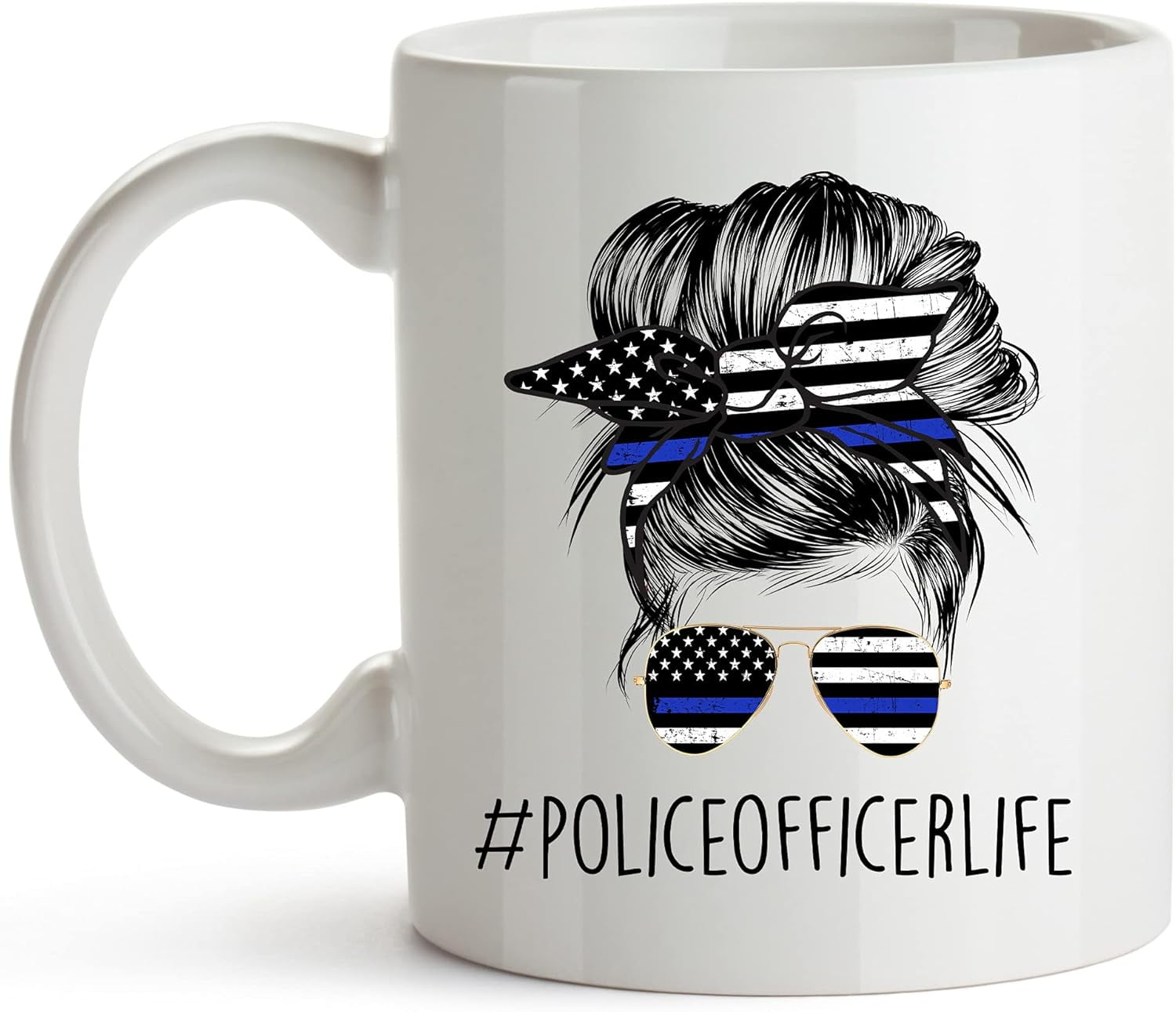YouNique Designs Female Police Officer Mug, 11 Ounces, Law Enforcement ...